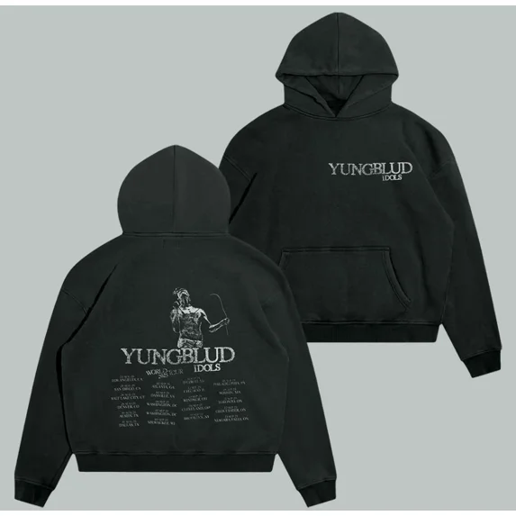 Yungblud Idols World Tour 2025 Black Date Back Hoodie Two Sides ...