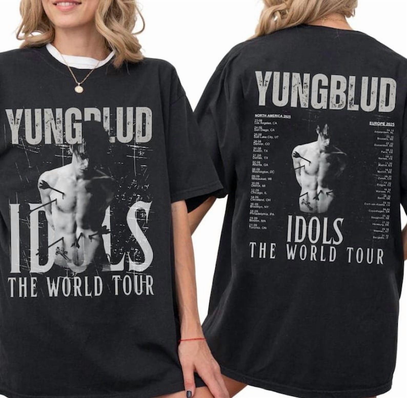 Yungblud Idols World Tour Shirt, 2025 Concert Dates Tee, Rock Artist ...