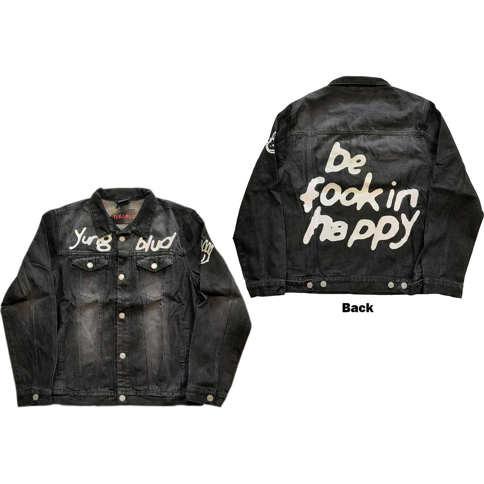 Yungblud Unisex Denim Jacket: Be Fooking Happy (Back & Sleeve Print ...