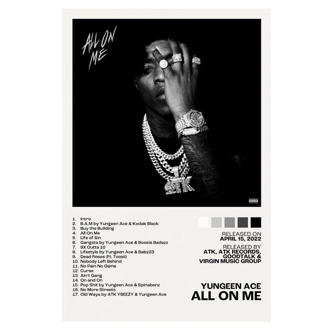 Yungeen Ace - All On Me Album Cover Music Poster Rap Home Decor For ...