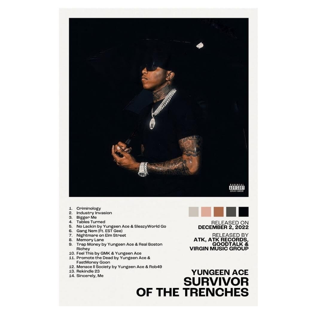 Yungeen Ace Survivor Of The Trenches Album Cover Music Poster Rap Home ...