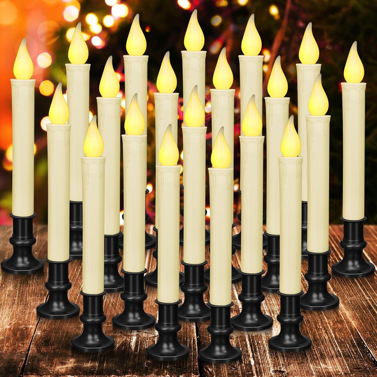 Yungyan 20 Pieces Christmas Window Candle Lights with Sensor Dusk to ...