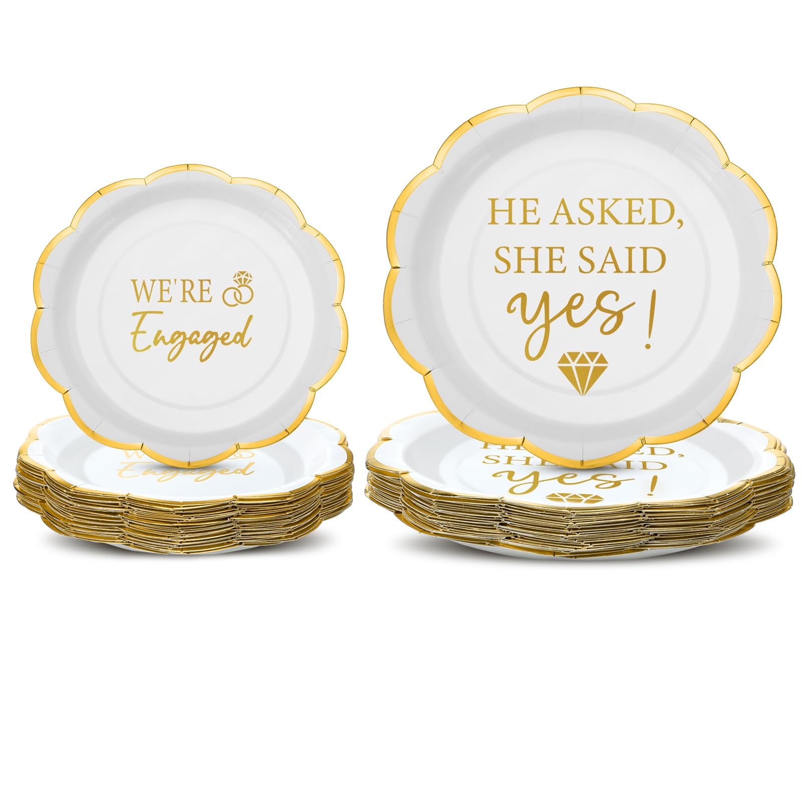 Yungyan 50 Pack Engagement Paper Plates AFN1White and Engagement Party ...