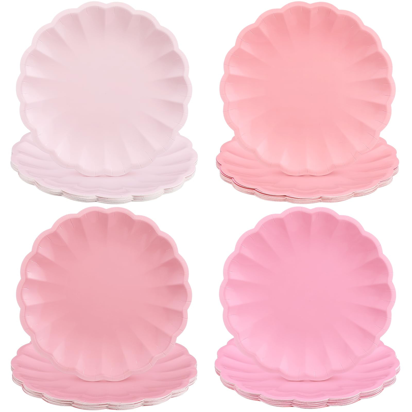 Yungyan 60 Pack Pink MMF7 Scalloped Party Plates 9.5 Inch Shell Edge ...