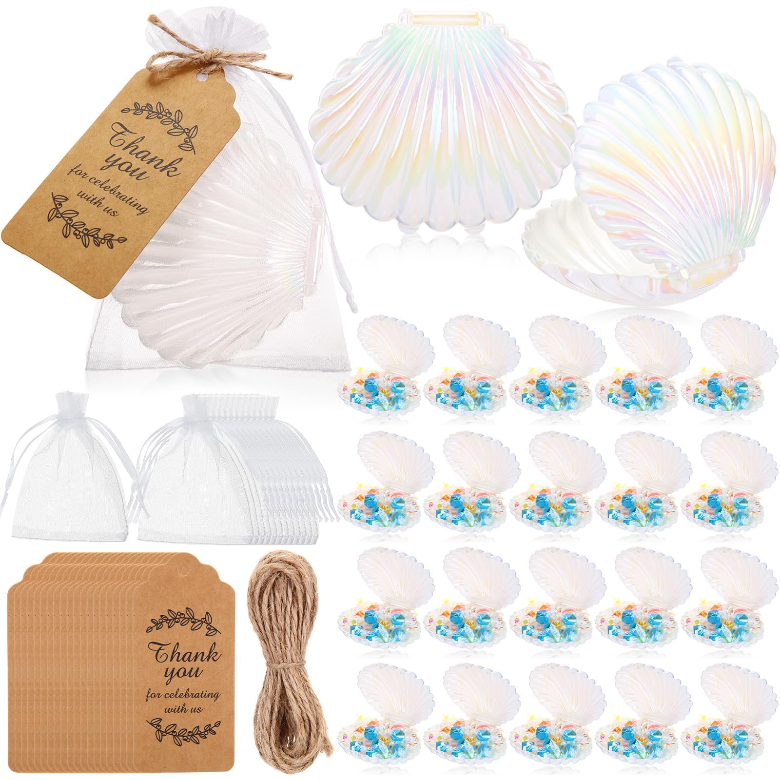 Yungyan TMH1 72 Pack White Seashells Mermaid Birthday Party Favors 24 ...