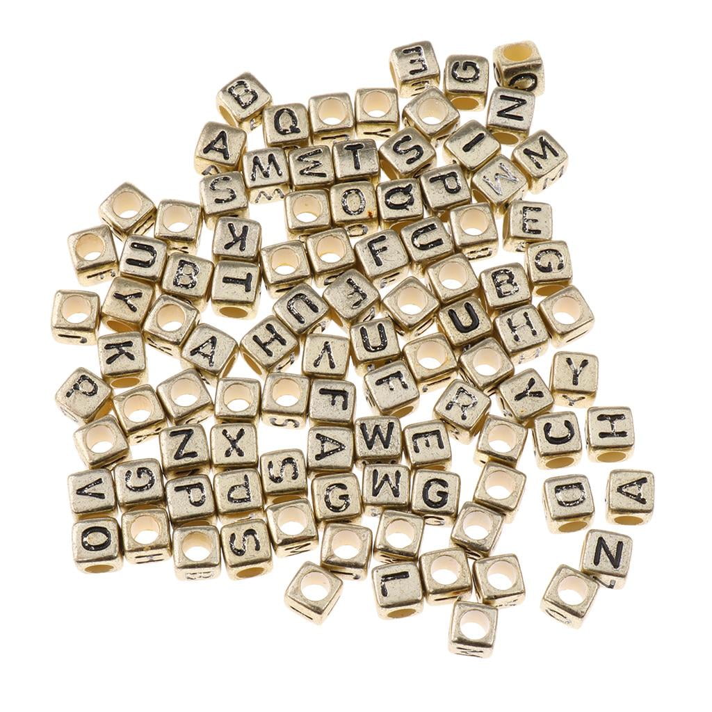 Yunhgft 100x Pendants Spacers Beads Letters Alphabets Acrylic Gold ...
