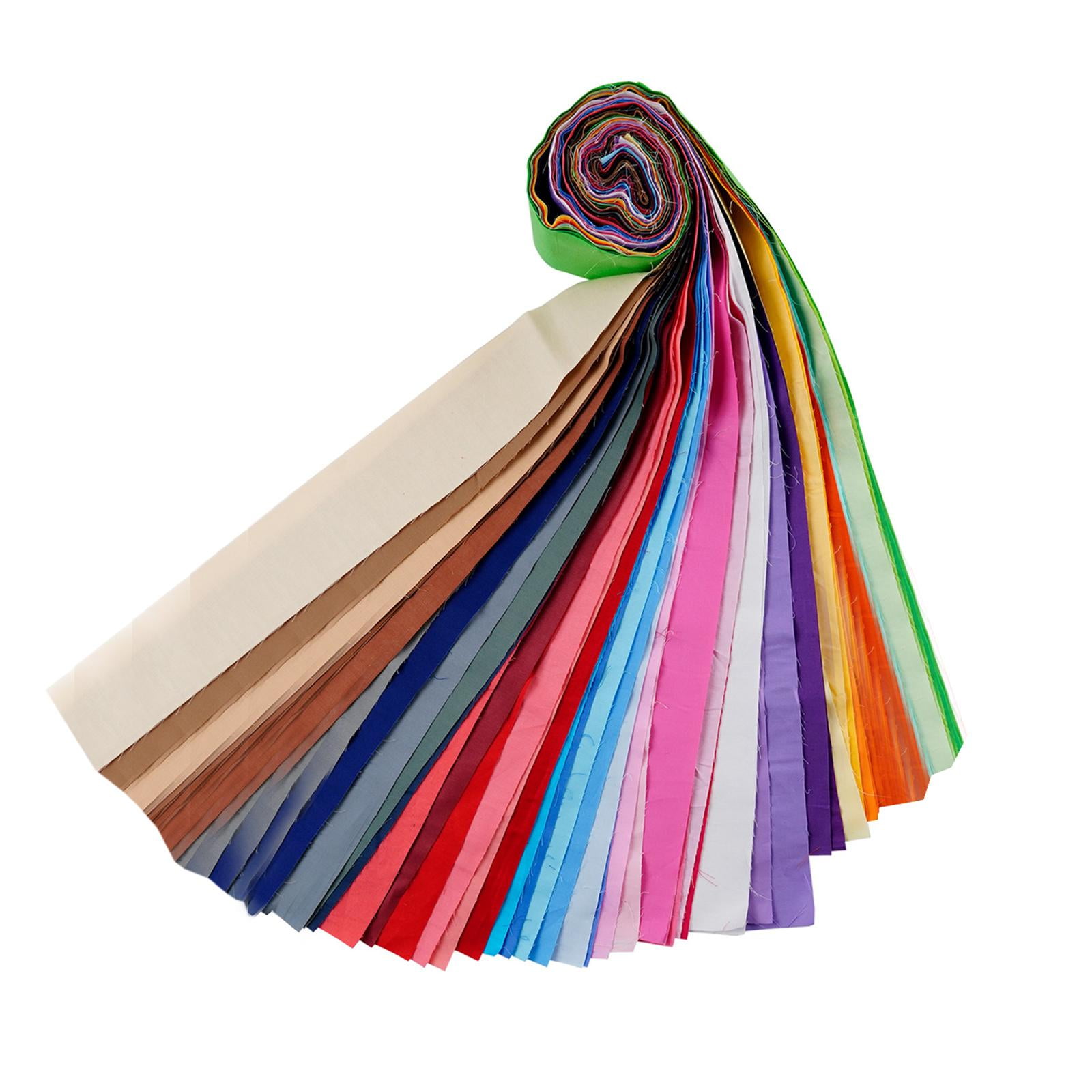 Yunhgft 56 Pieces Fabric Bundles Roll Quilt Strips Jelly Roll Rug Purse ...