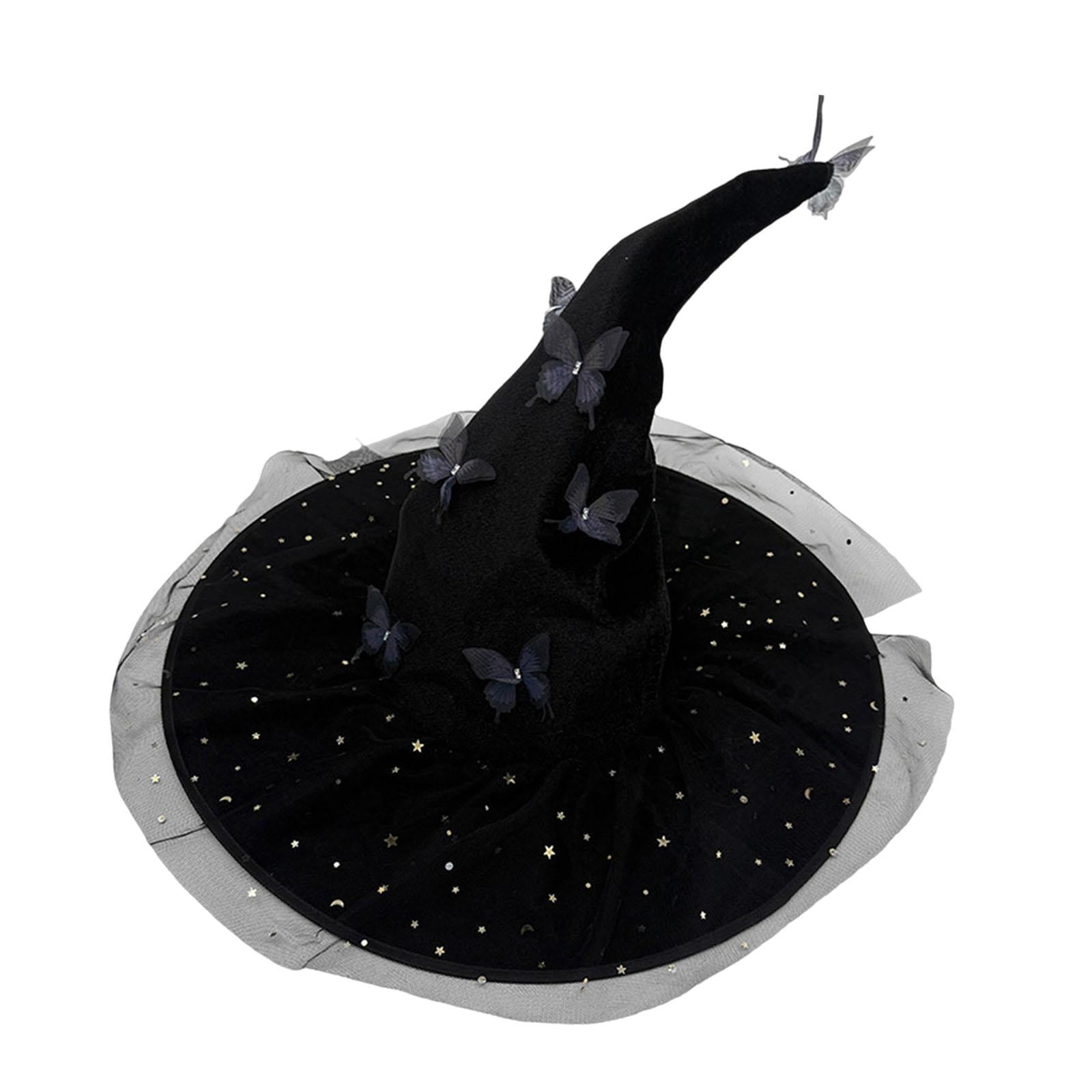 Yunhgft Halloween Witch Hat Wide Brim Pointy Witches Cap for Halloween ...