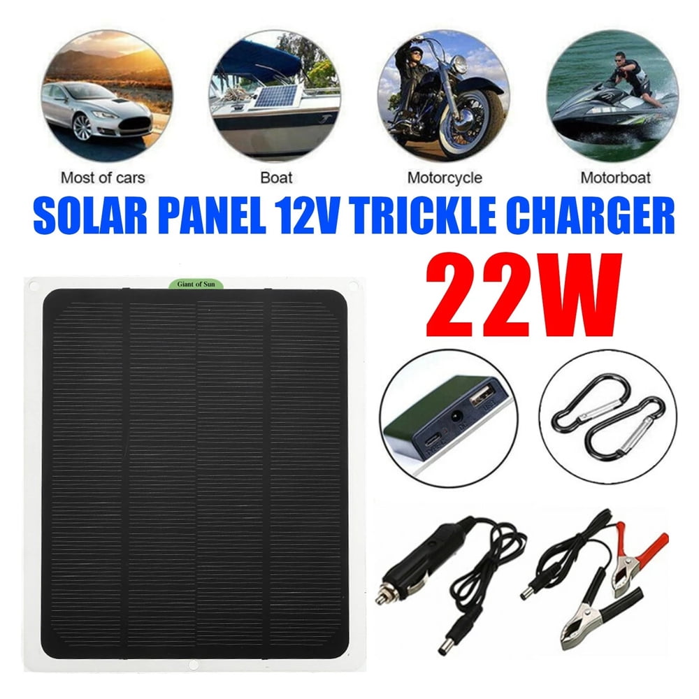 Yuniba 22W Monocrystalline Solar Panel Kit, Black, Portable Waterproof ...