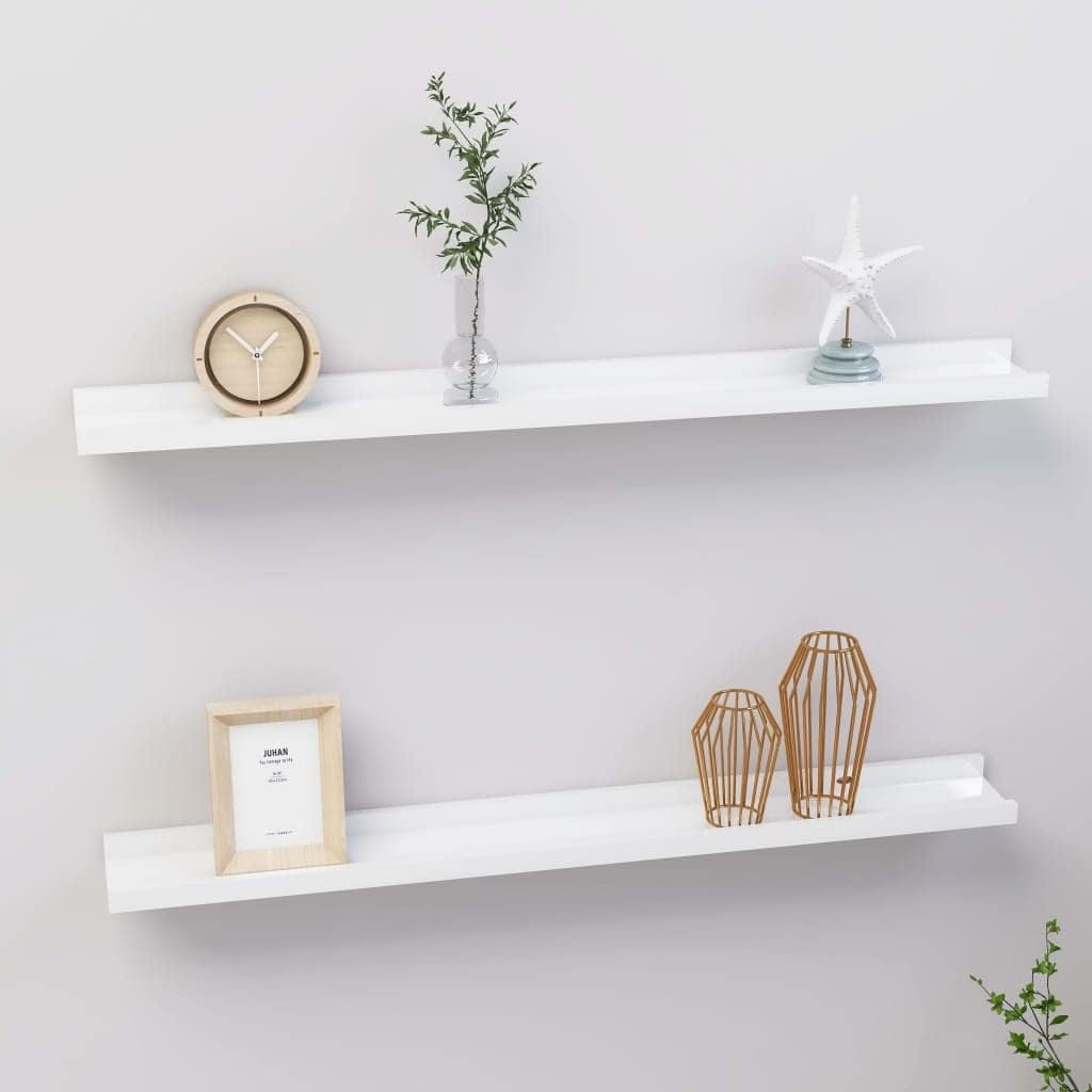 Yunir Floating Shelves, 2 Pcs MDF Black Wall Mounted Display Shelves ...