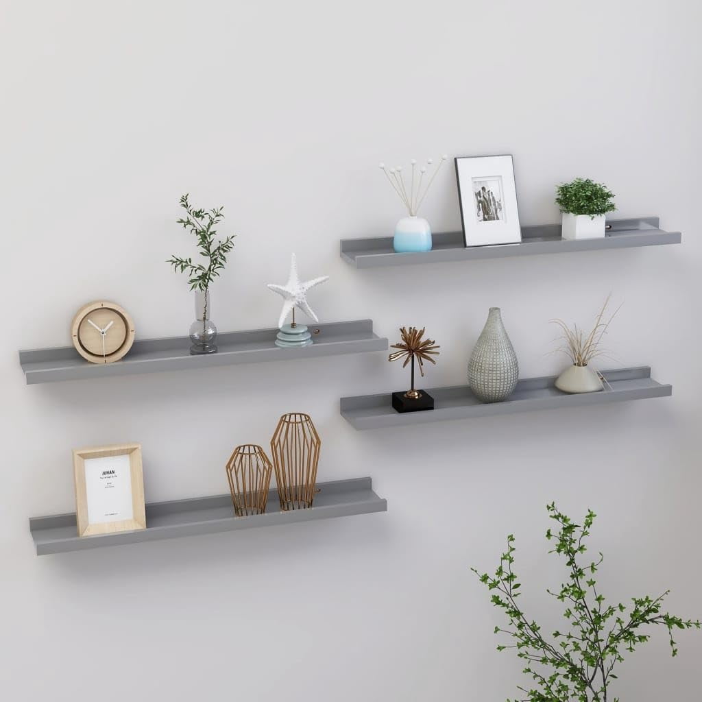 Yunir Floating Shelves, 4pcs MDF 11Lb Load Capacity Each Wall Mounted ...