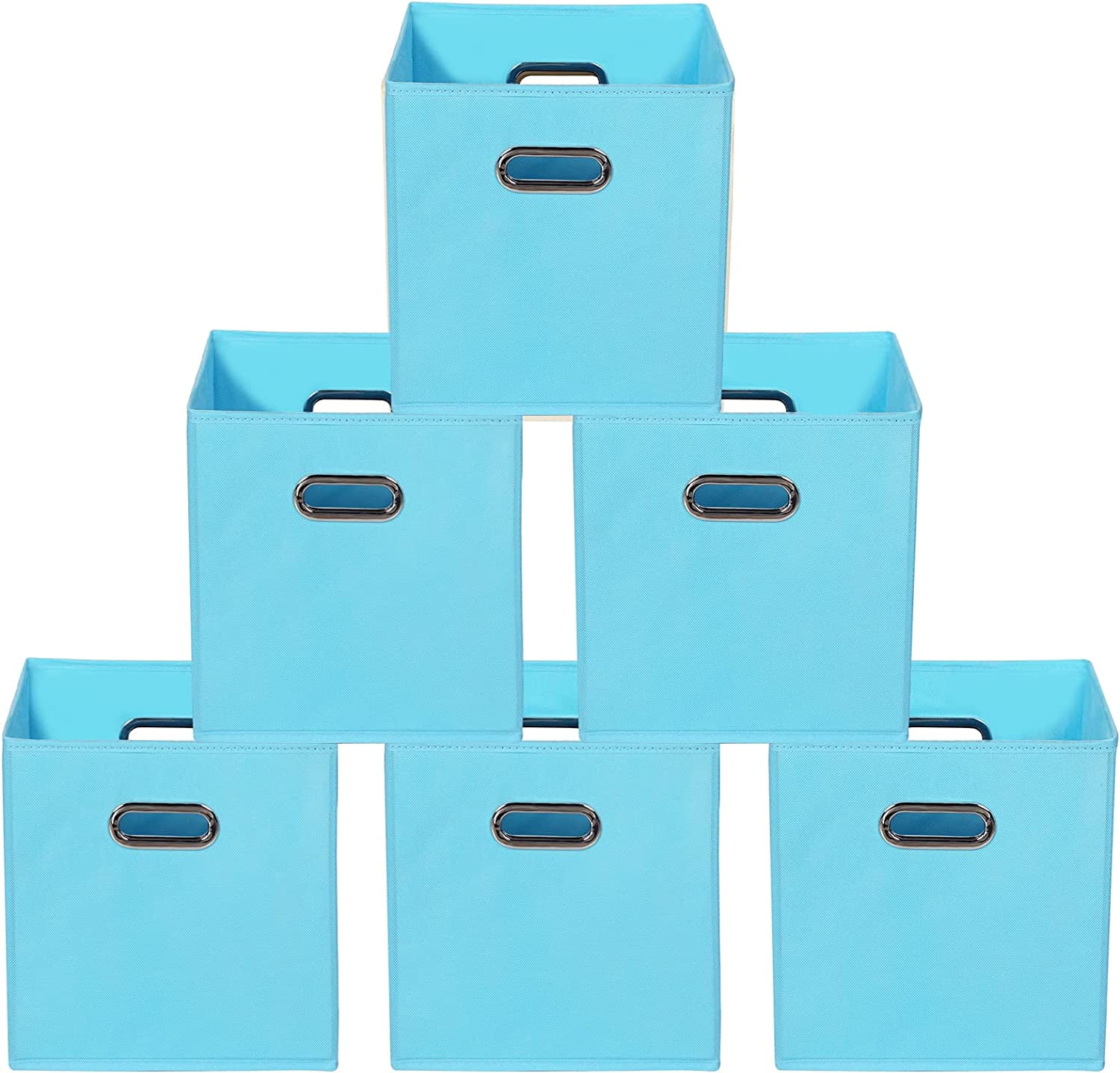 Yunkeeeper Storage Bins Cubes Fabric Cube Organizer With Handle Foldable Cube Bins For Cloth