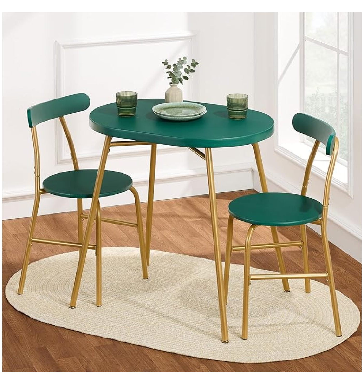 Yunken 3-Piece Modern Oval Dining Table Set for Small Spaces, Kitchen ...