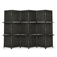 Yunken 6-Panel Weave Fiber Room Divider with 2 Display Shelves ...