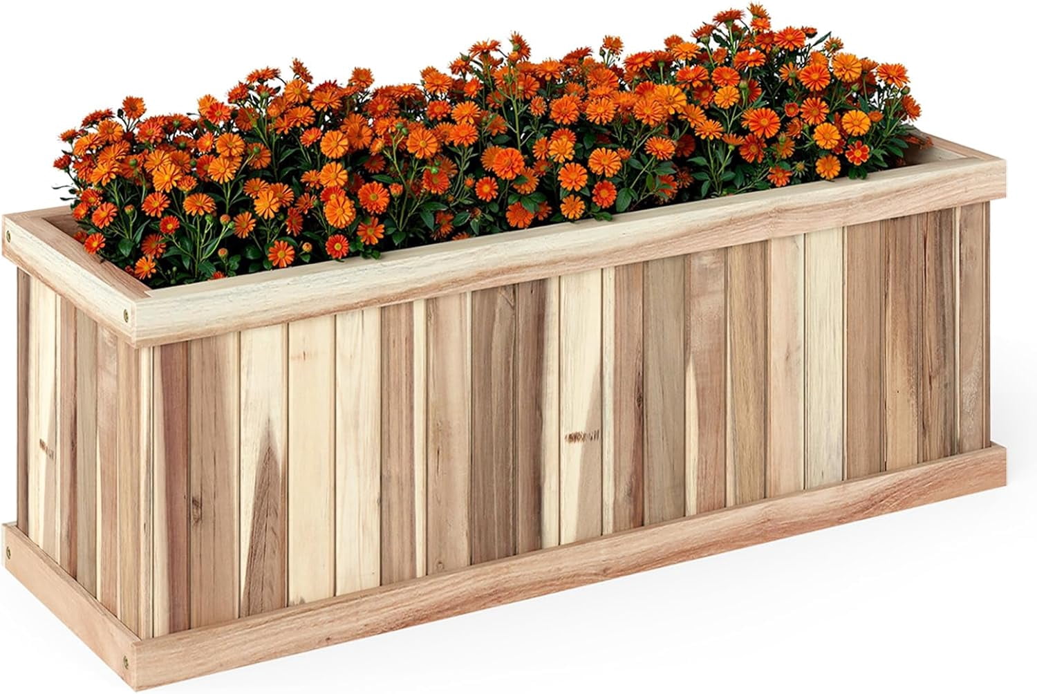 Yunken Acacia Wood Raised Garden Bed, Rectangular Planter Box w ...