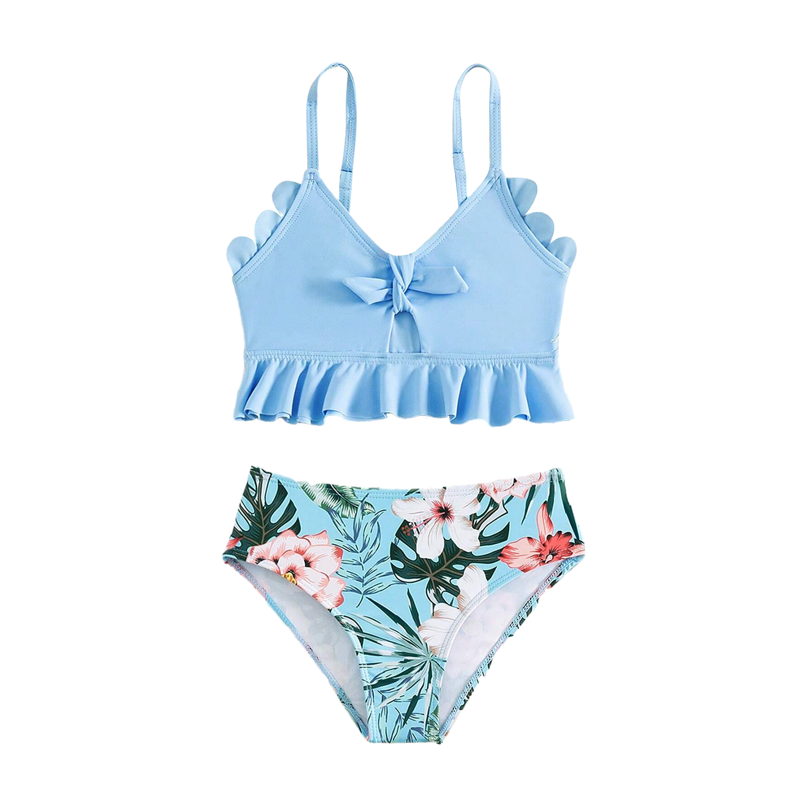Yunliwuli Family Matching Swimsuits Floral Print Mommy Daughter Bikini ...