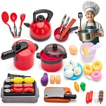 51pcs Kids Pretend Play Kitchen Toy Set with Simulation Utensils, Food ...