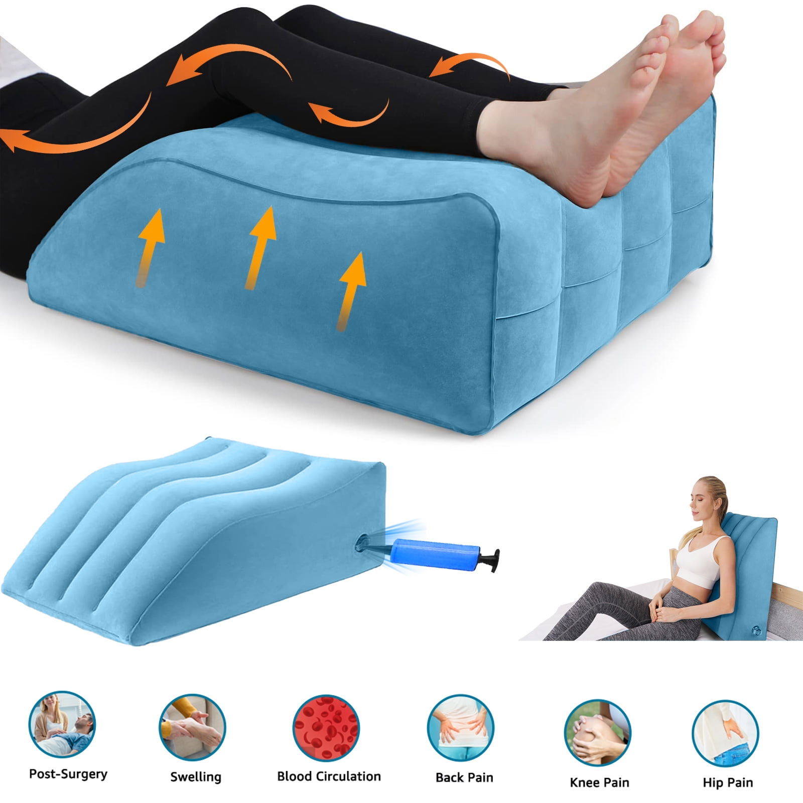 Yunnyp Inflatable Leg Rest, Leg Wedge Pillow for Raising Legs and ...