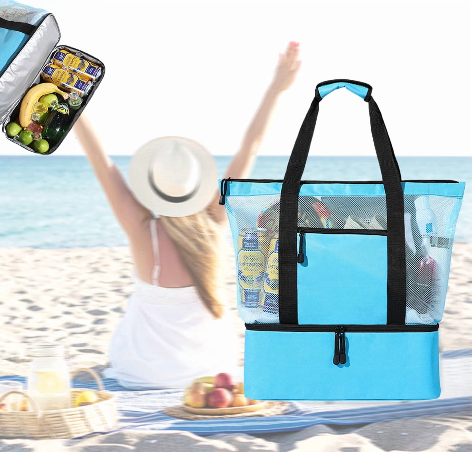 Yunnyp Mesh Beach Tote Bag, Large Waterproof Sandproof Bag with ...