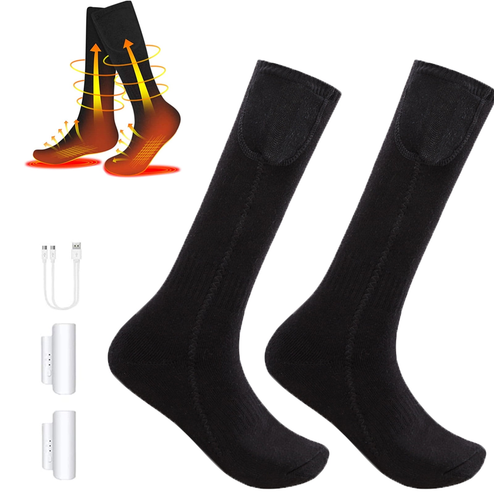 Yunnyp Rechargeable Heated Socks for Men Women, Washable Electric Thick ...
