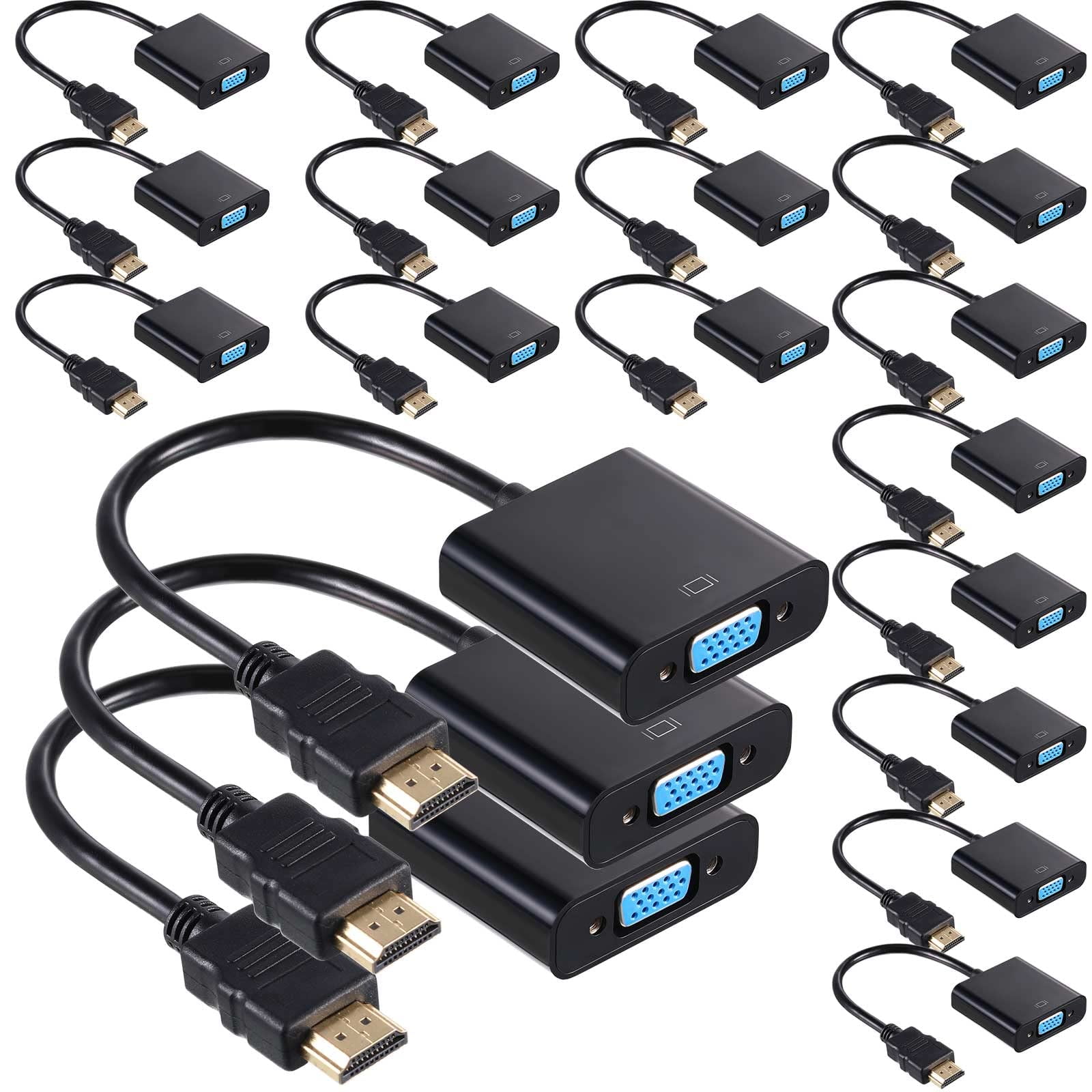 Yunsailing 20 Pack HDMI to VGA Adapter Converter Bulk Gold Plated Black ...
