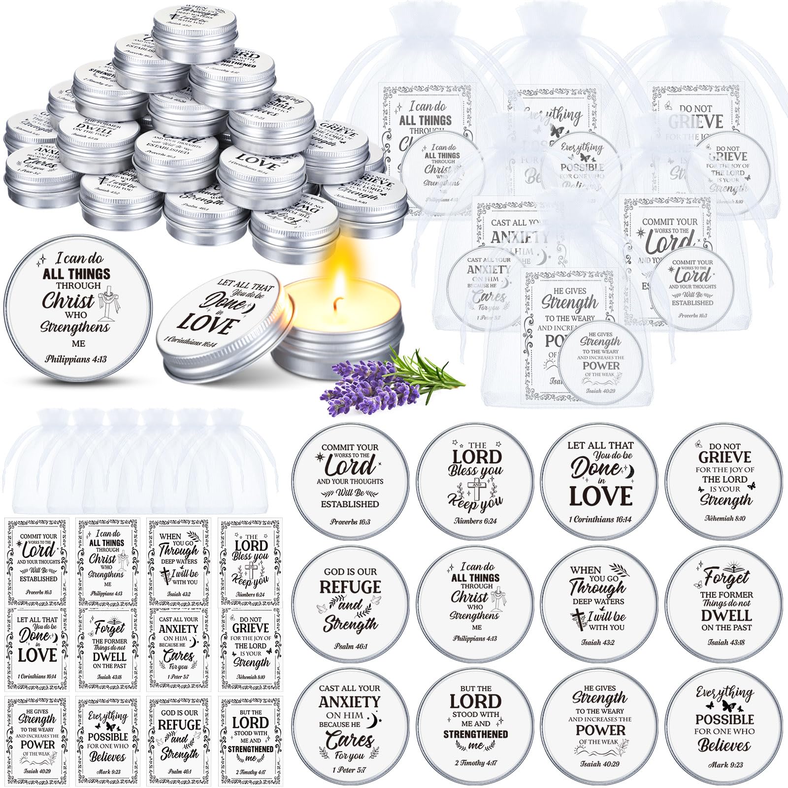 Yuntau 48 Pack Bible Verse Scented Candle with Scripture Cards Gift ...