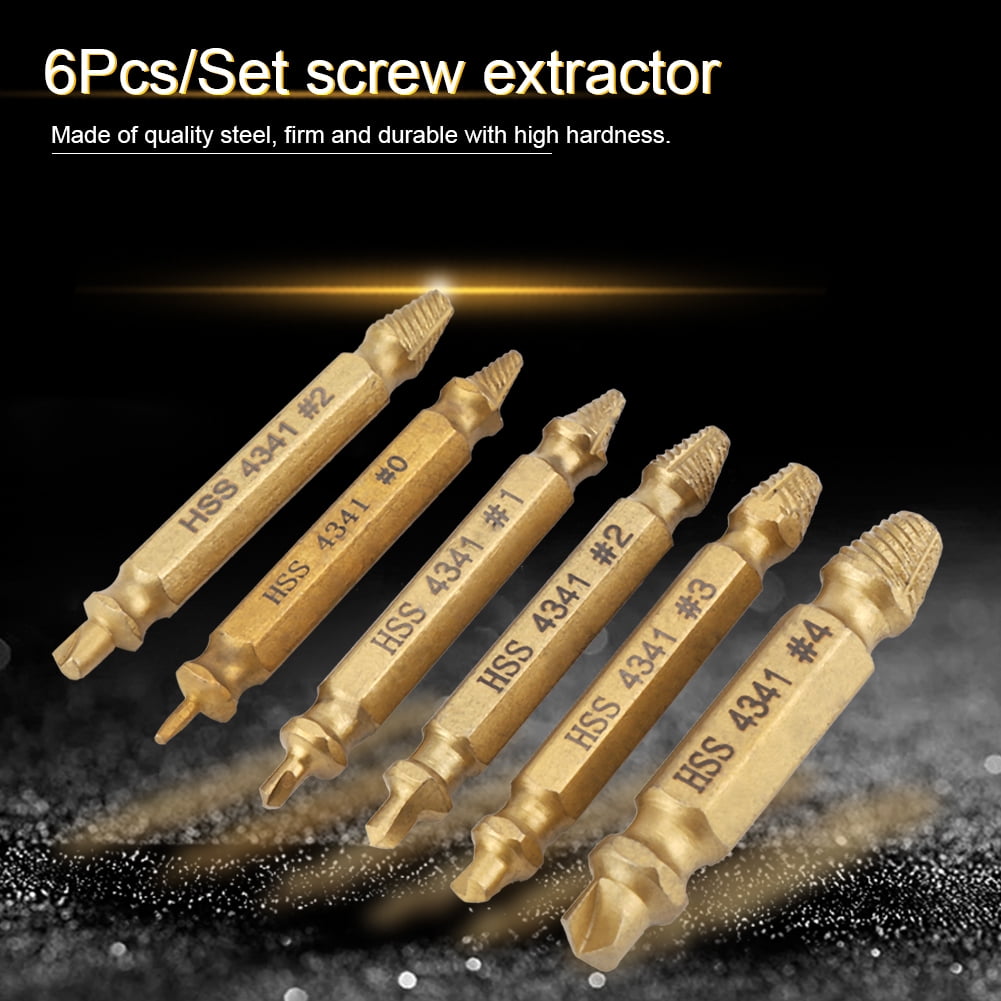 Yunuqso 6Pcs/Set Double Side Screw Extractor Kit Damaged Stud Bolt ...
