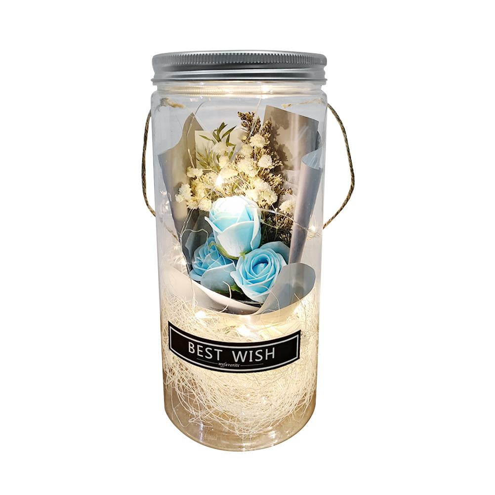 Yunuqso Everlastingly Beautiful Rose Night Light, Glass Wishing Bottle ...