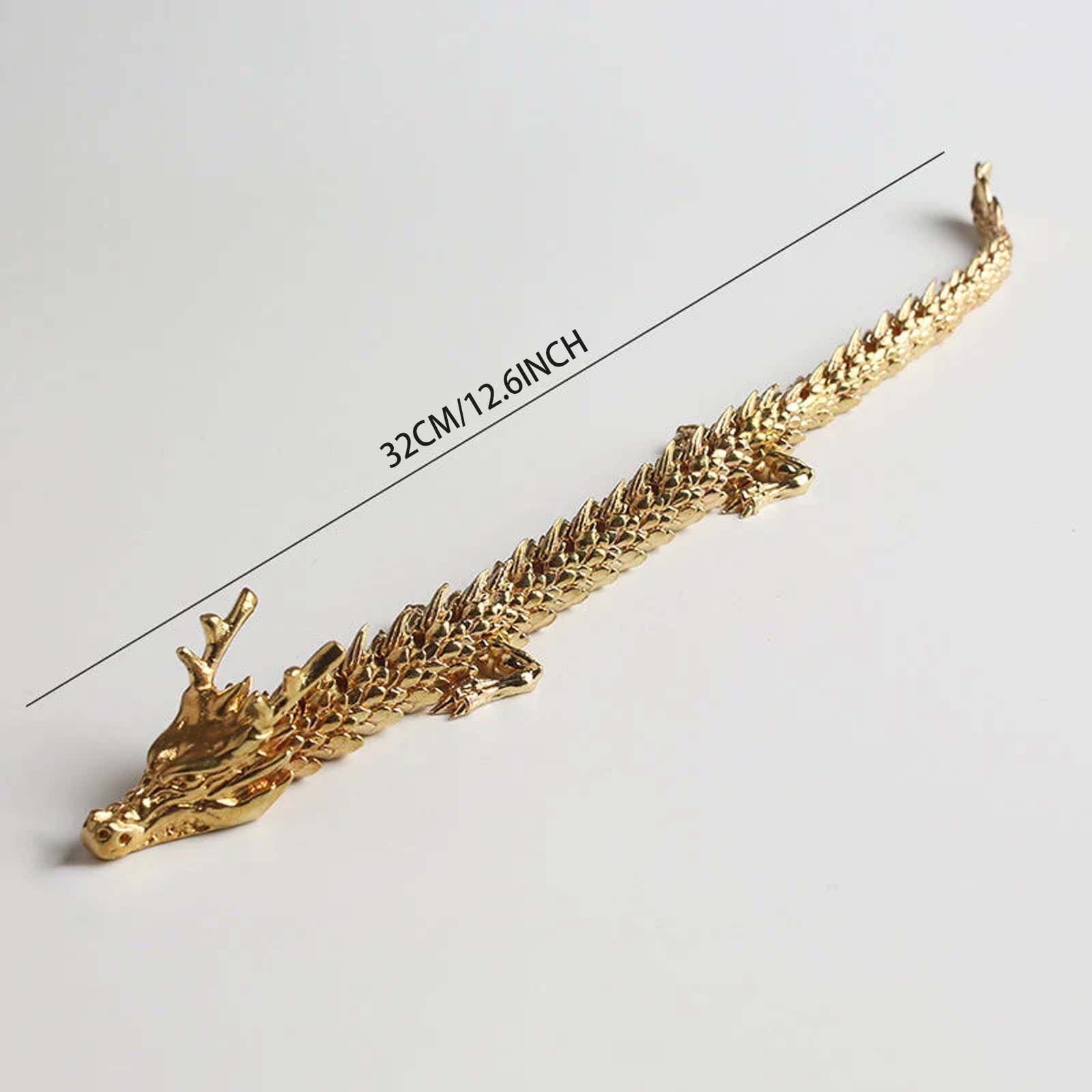 Yunuqso Home Decor Movable Articulated Gold Dragon Chinese Three-clawed ...