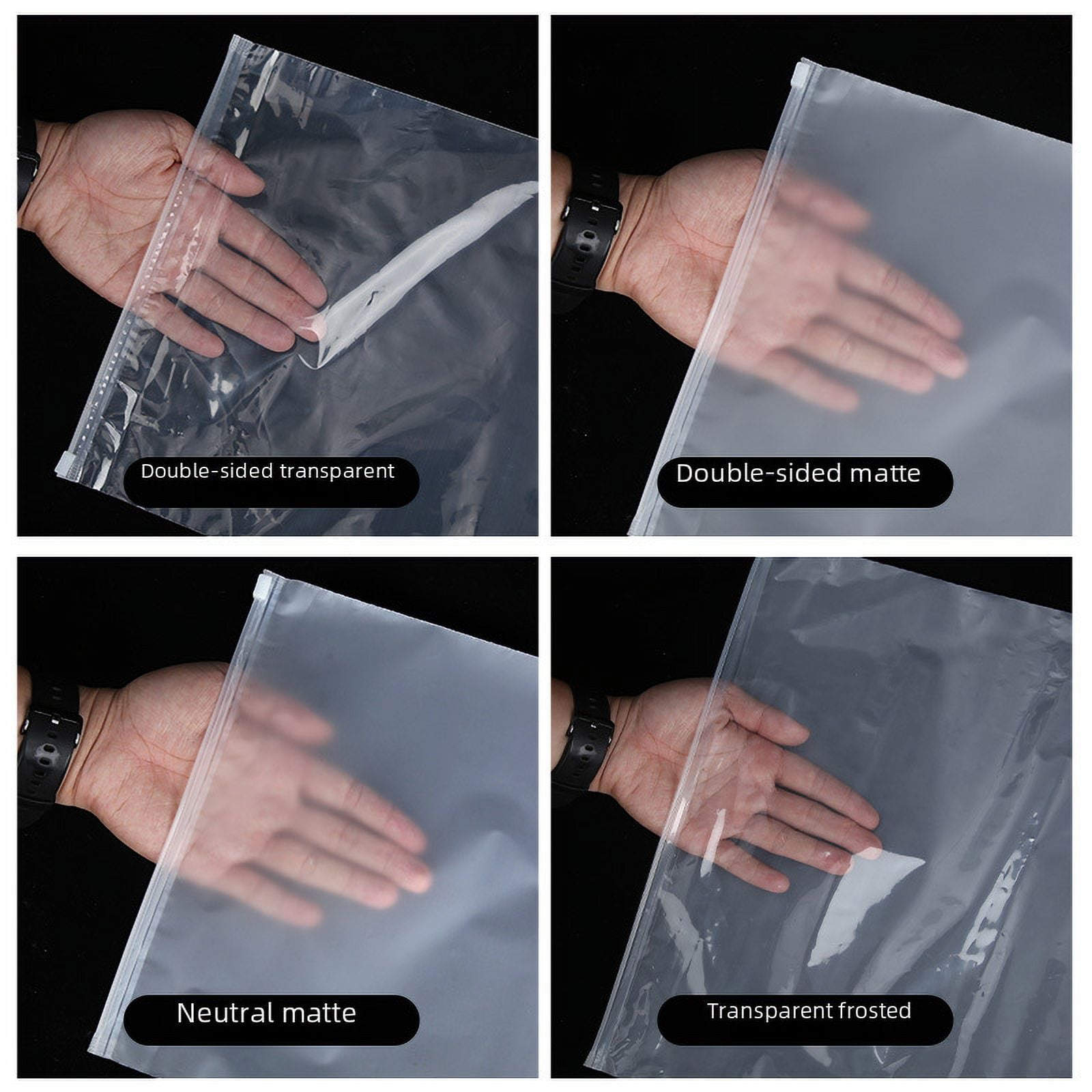 Yunuqso Transparent frosted zipper bag thickened self-sealing bag ...