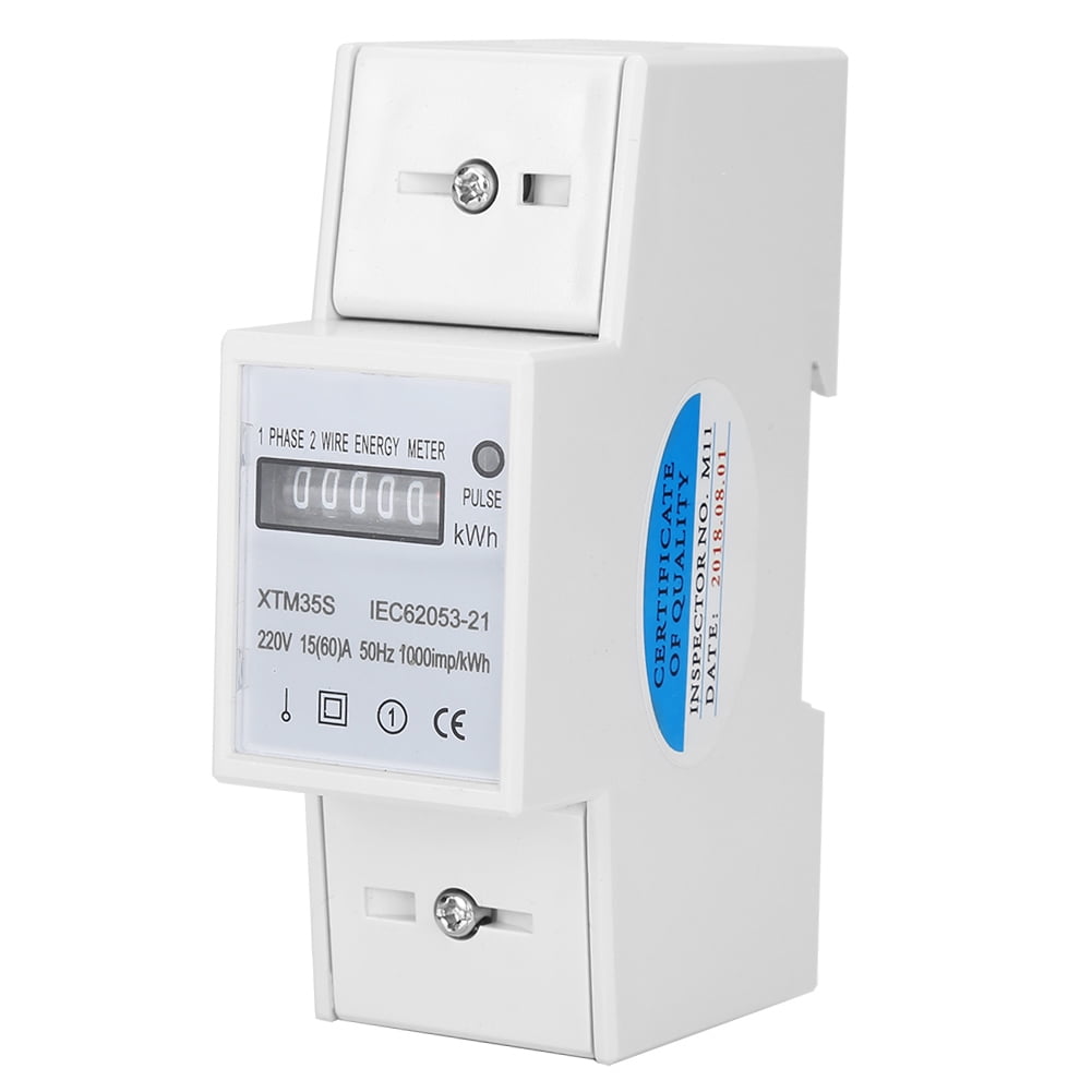 Yunuqso XTM35S 220V Digital 2P Din Rail Electric Meter Electronic KWh Meter - Walmart.com