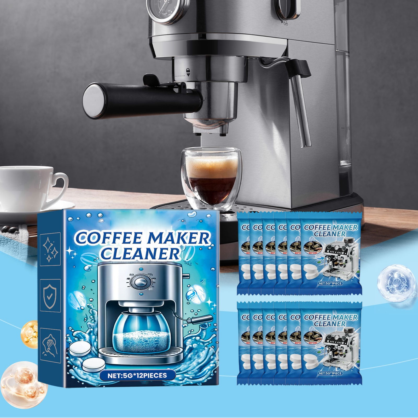 Yunuuuoa 2 Packs Coffee Machine Cleaning Tablets, 24 Pack Descaling ...