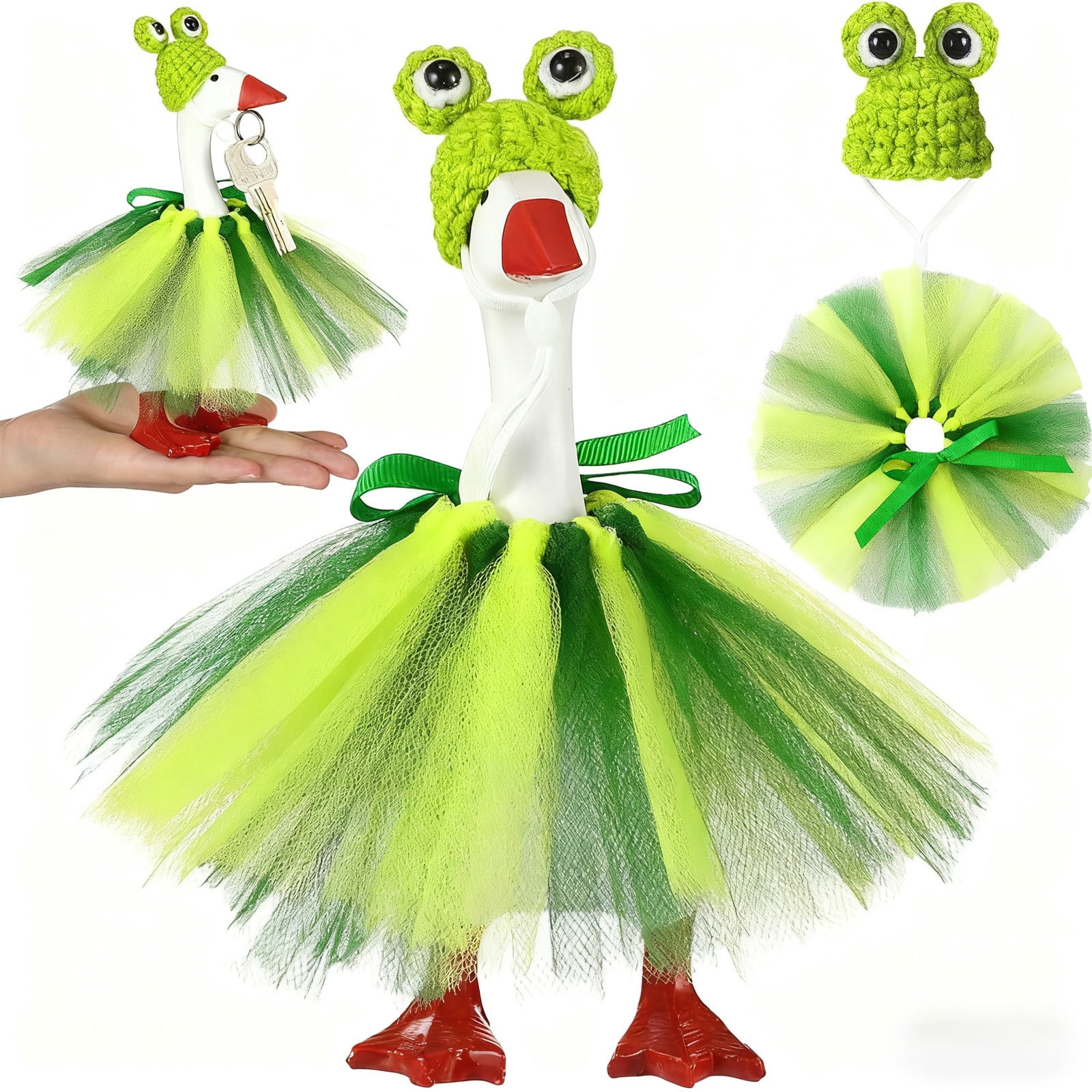 Yunuuuoa 2 Packs Frog Costume Outfit for Mini Desk Goose with Tutu ...