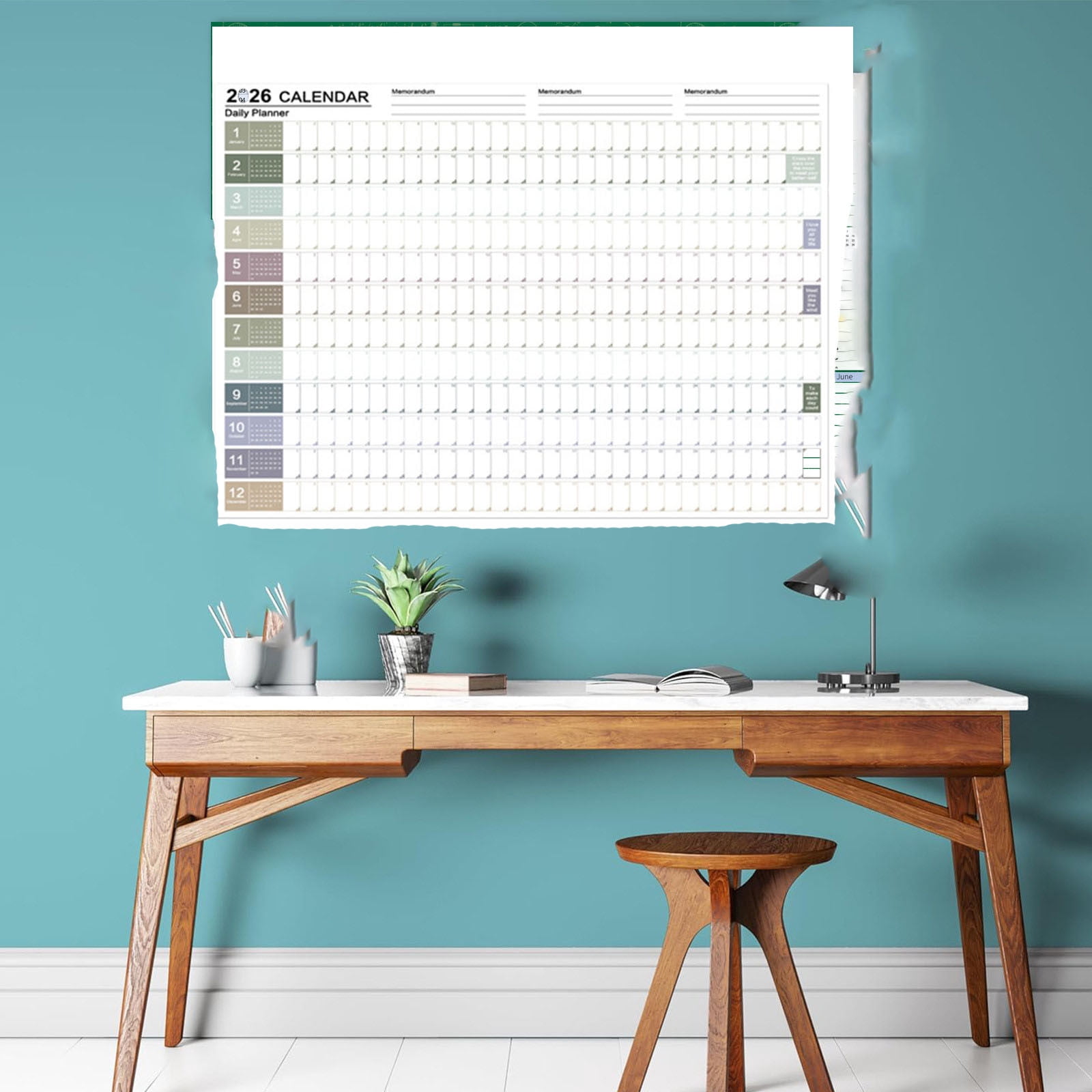 Yunuuuoa 5 Packs 2026 Wall Calendar Large Yearly Planner with Stickers ...