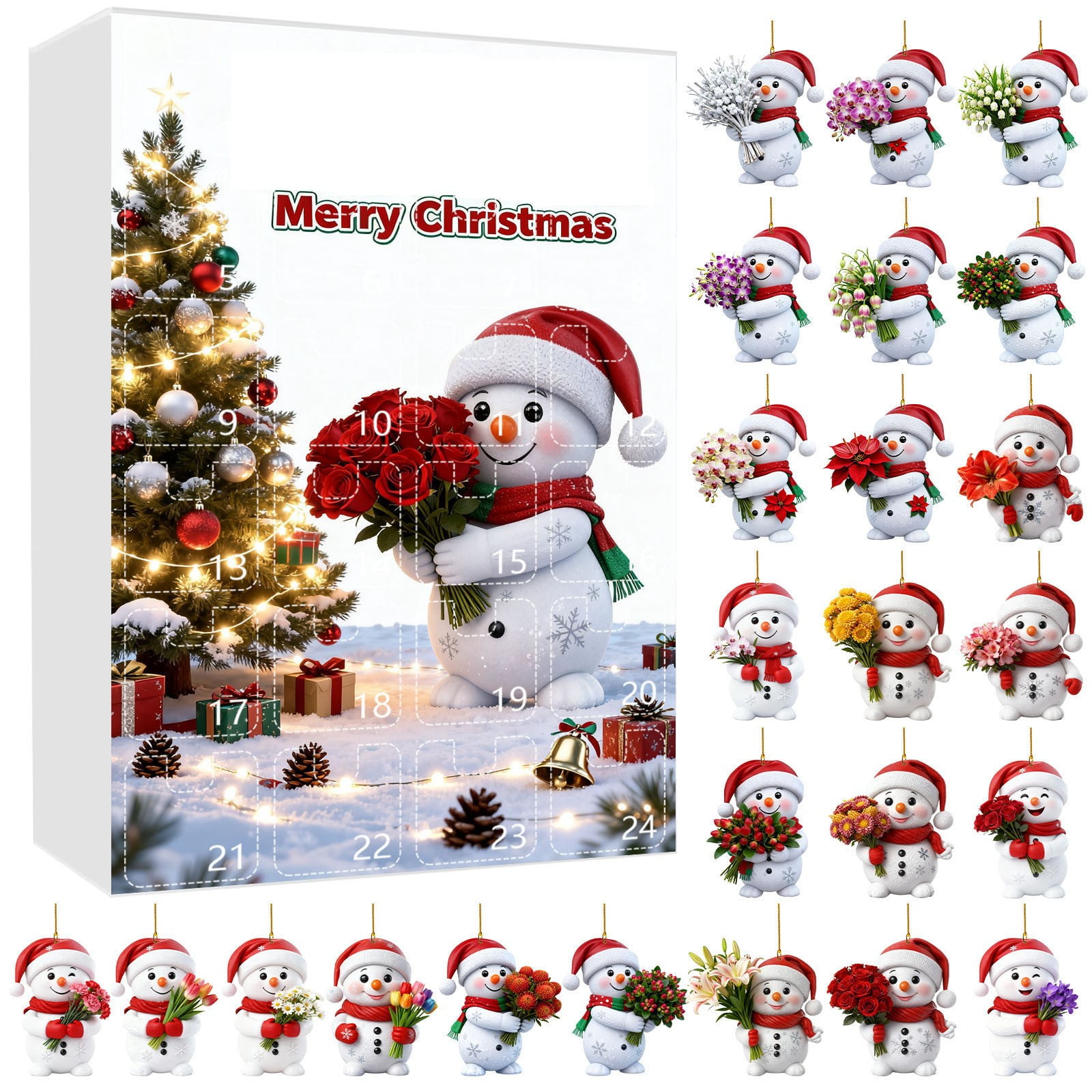 Yunuuuoa Christmas Countdown Calendar Snowman Acrylic Tree Pendant ...