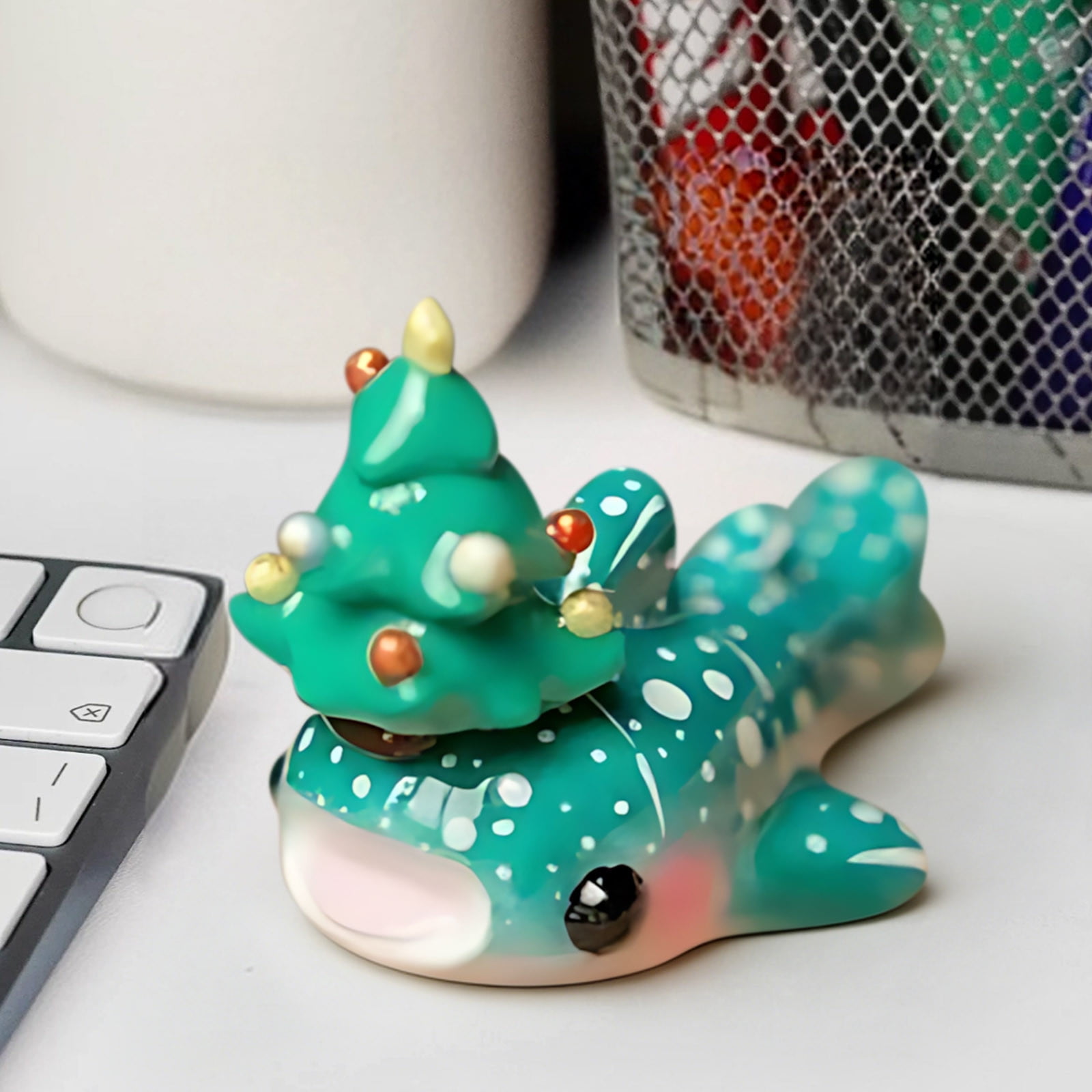 Yunuuuoa Handmade Whale Shark Figurine Pen Brush Holder, Polymer Clay Desk Decor, Glazed Resin ...