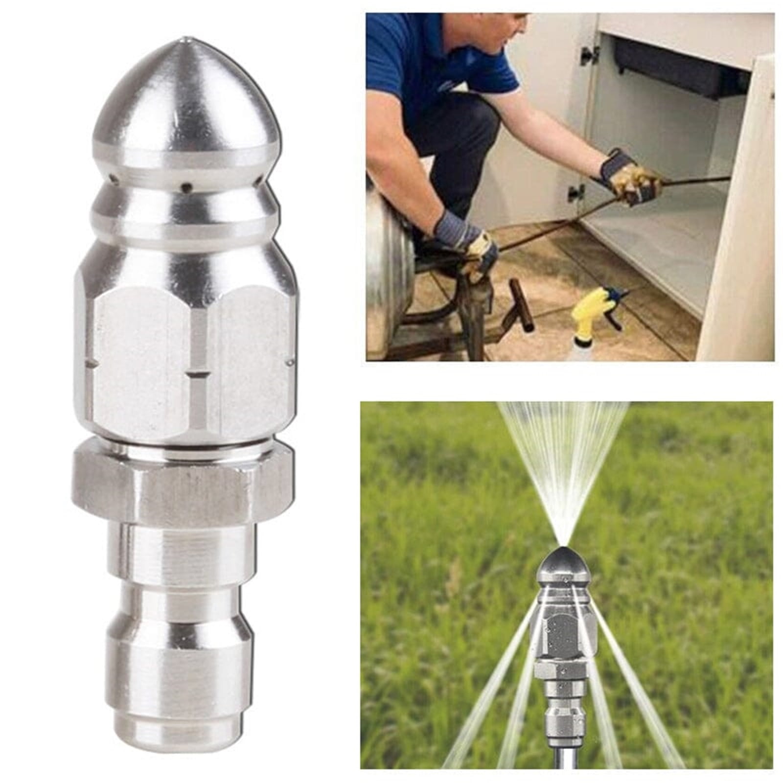 Yunuuuoa High Pressure Sewer Nozzle for Pipe Cleaning - Stainless Steel ...