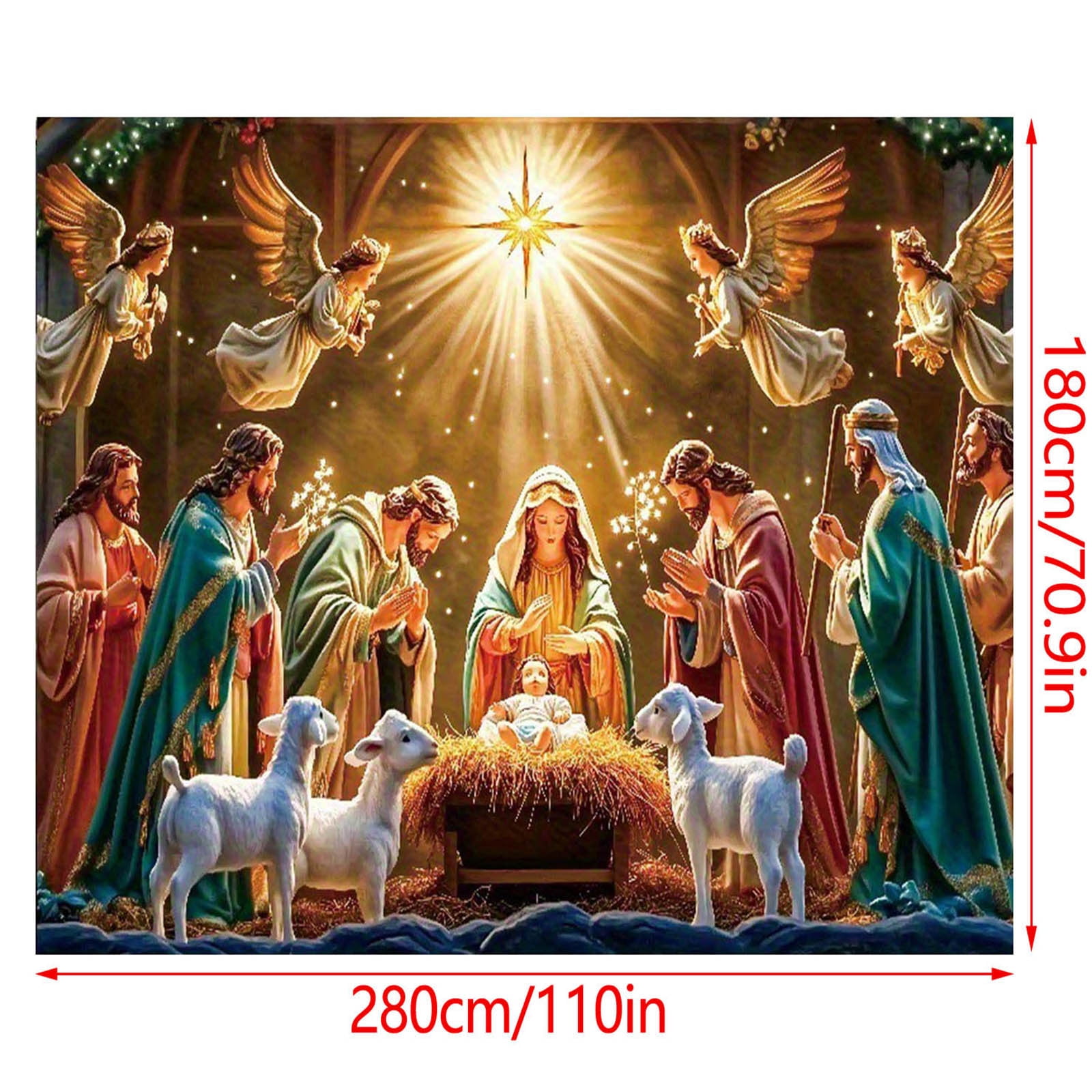 Yunuuuoa Nativity Starry Sky Backdrop Christmas Church Decorations ...