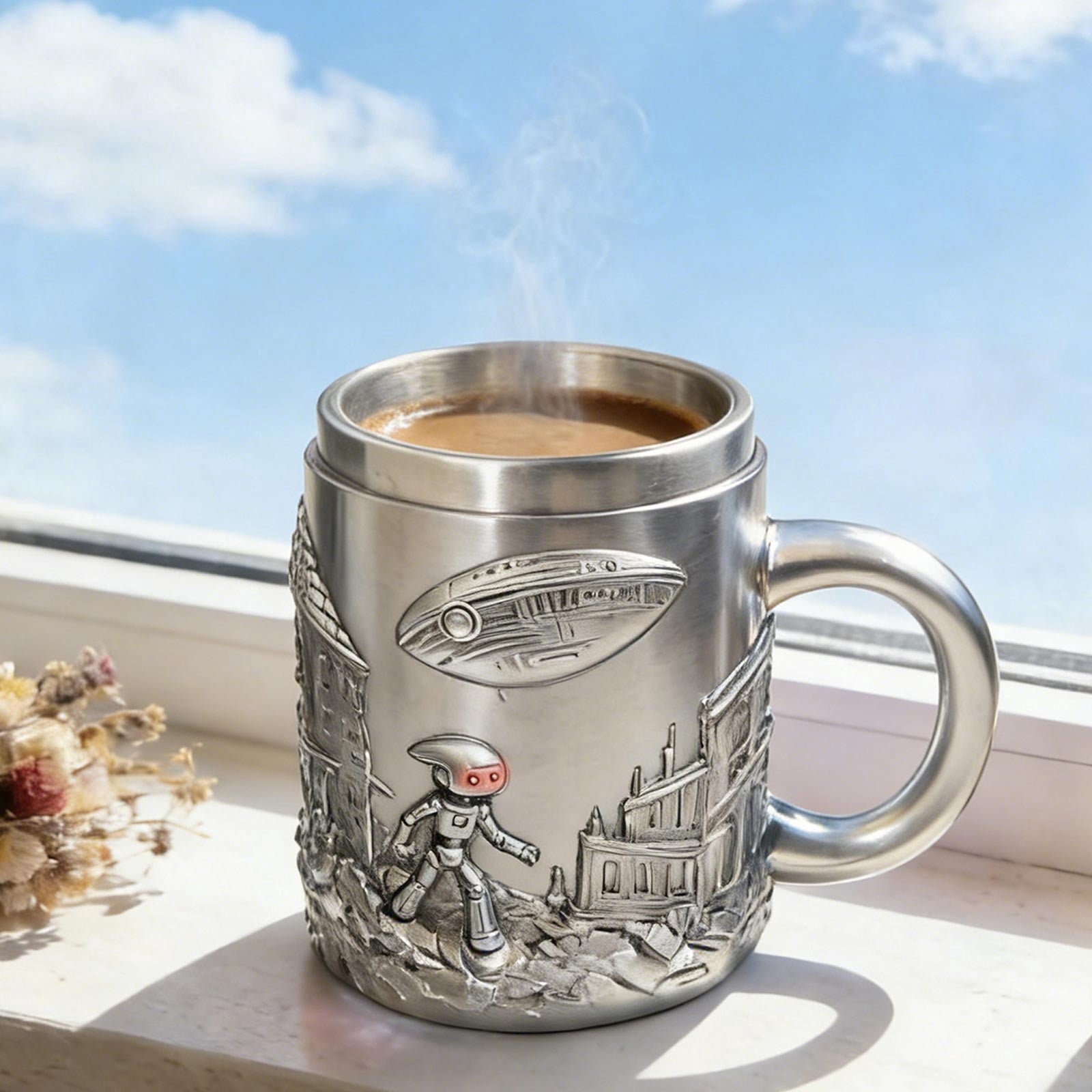 Yunuuuoa Science Fiction Themed Stainless Steel Mug with Mechanical ...