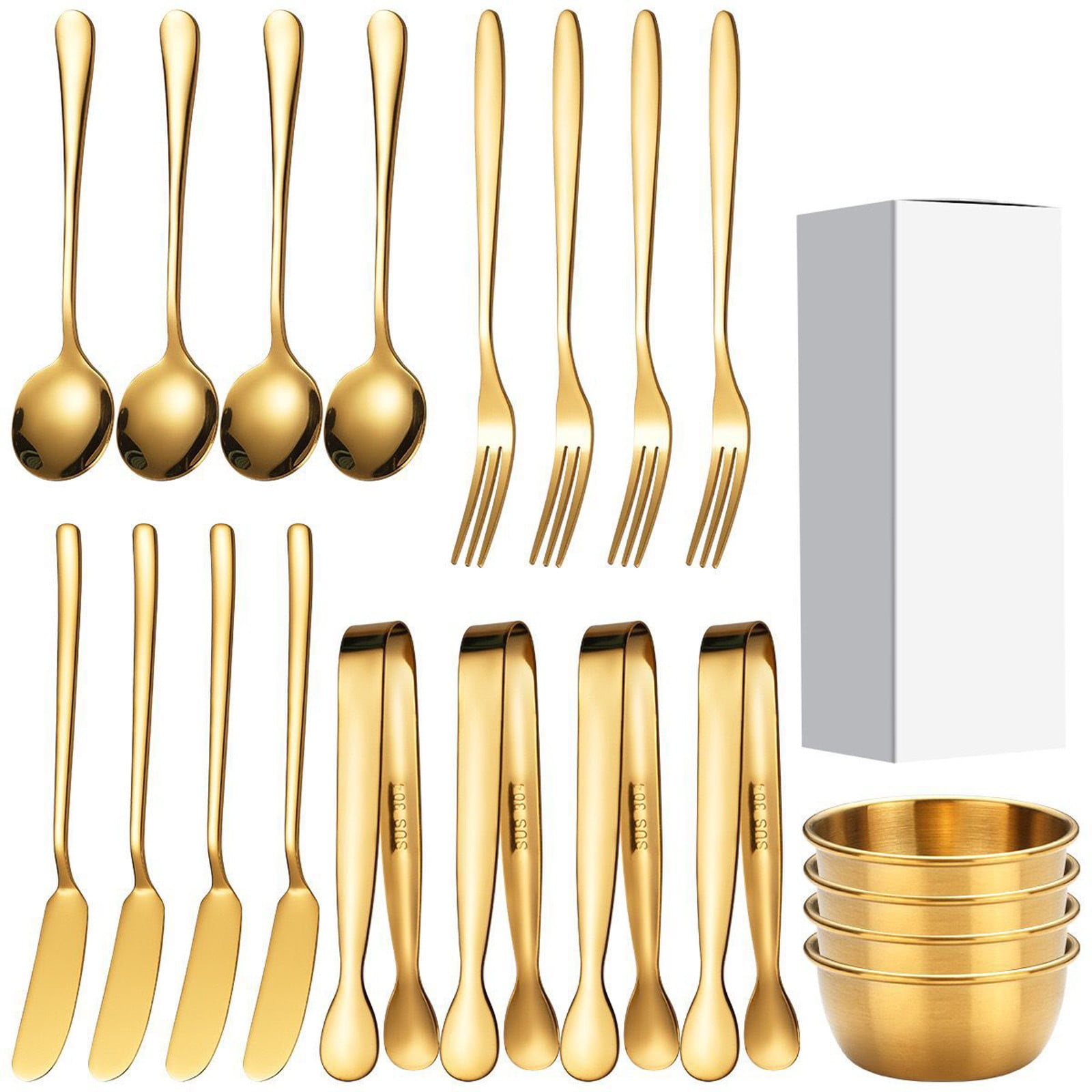 Yunuuuoa Stainless Steel Cheese Spreader Set with Serving Tongs Spoons ...