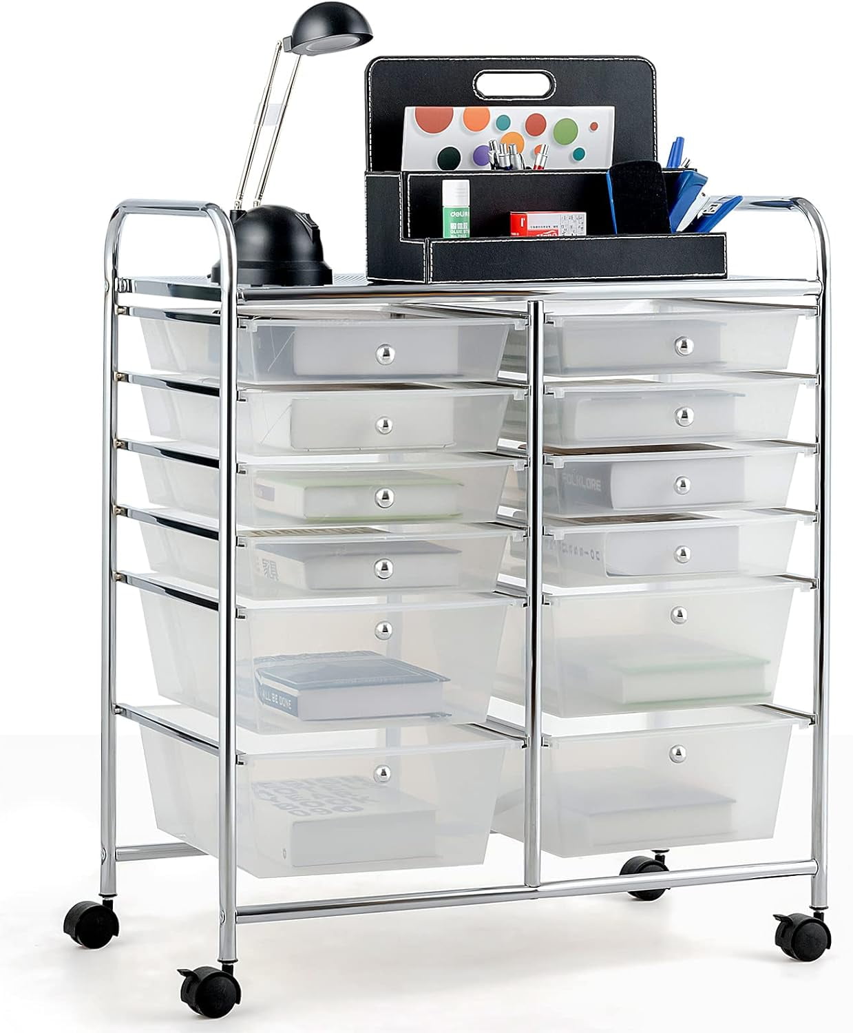 Yunwen 12-Drawer Rolling Storage Cart, Moveable Art Craft Organizer W ...
