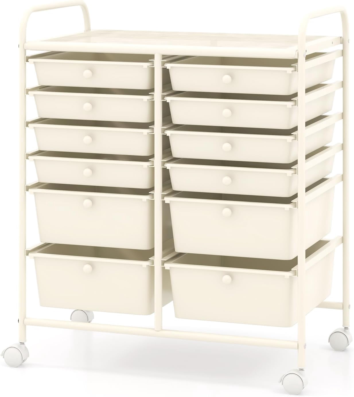 Yunwen 12-Drawer Rolling Storage Cart, Moveable Art Craft Organizer W ...