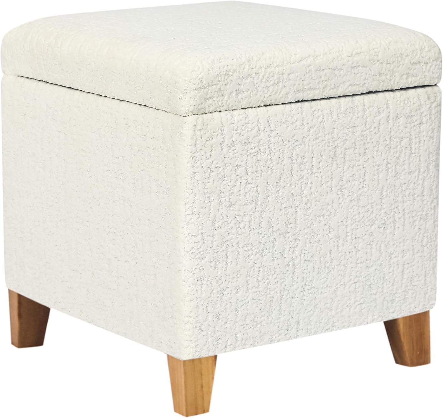 Yunwen 18 Inch 3d Embossed White Cube Ottoman Storage, 3D Embossed ...