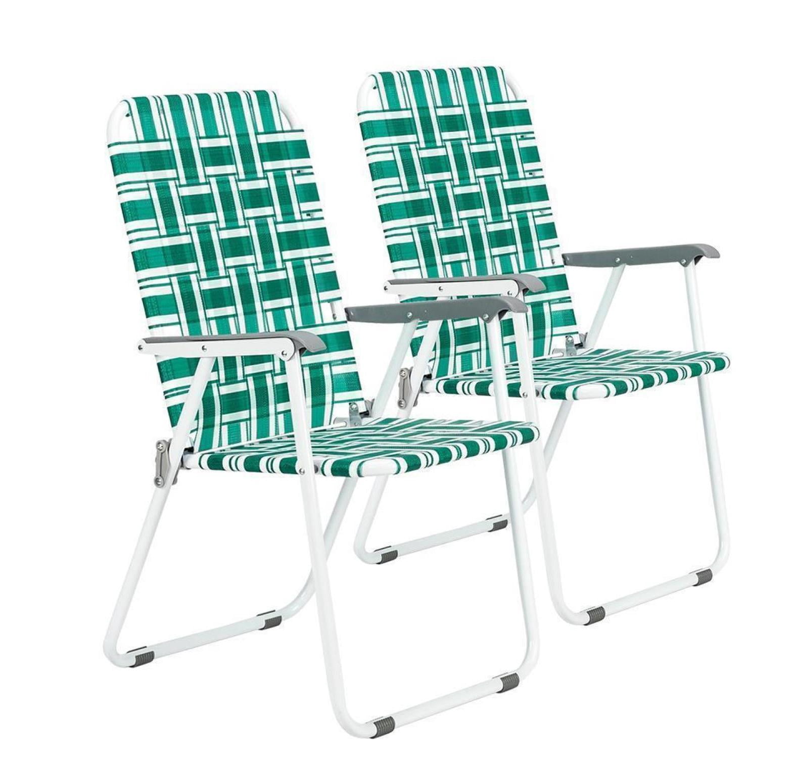 Yunwen 2 Pcs Outdoor Web Chair Folding Reclining Beach Sun Patio Chaise ...