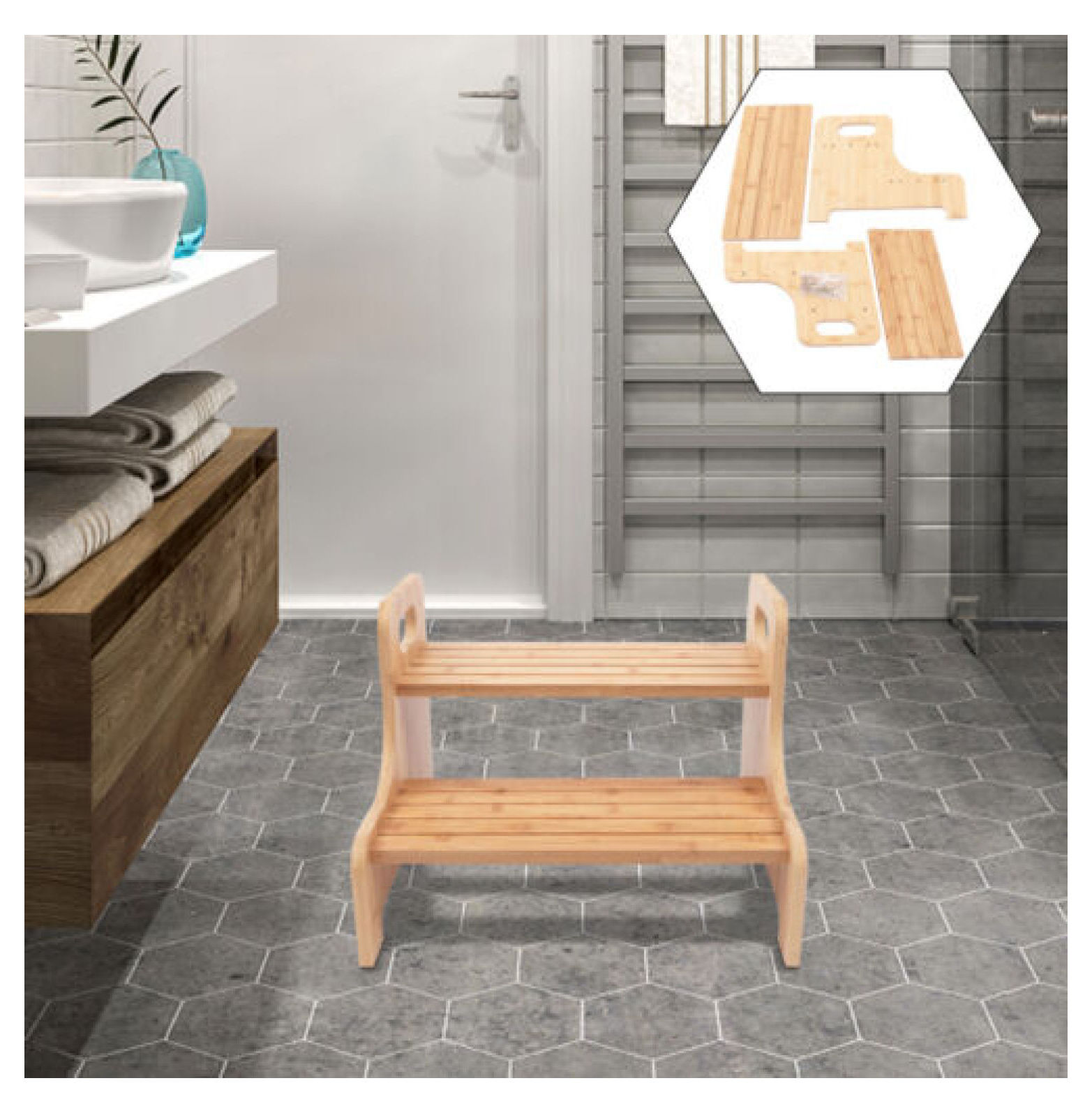 Yunwen 2 Step Stool High Beds Bed Steps Adults Stair Ladder Stools ...