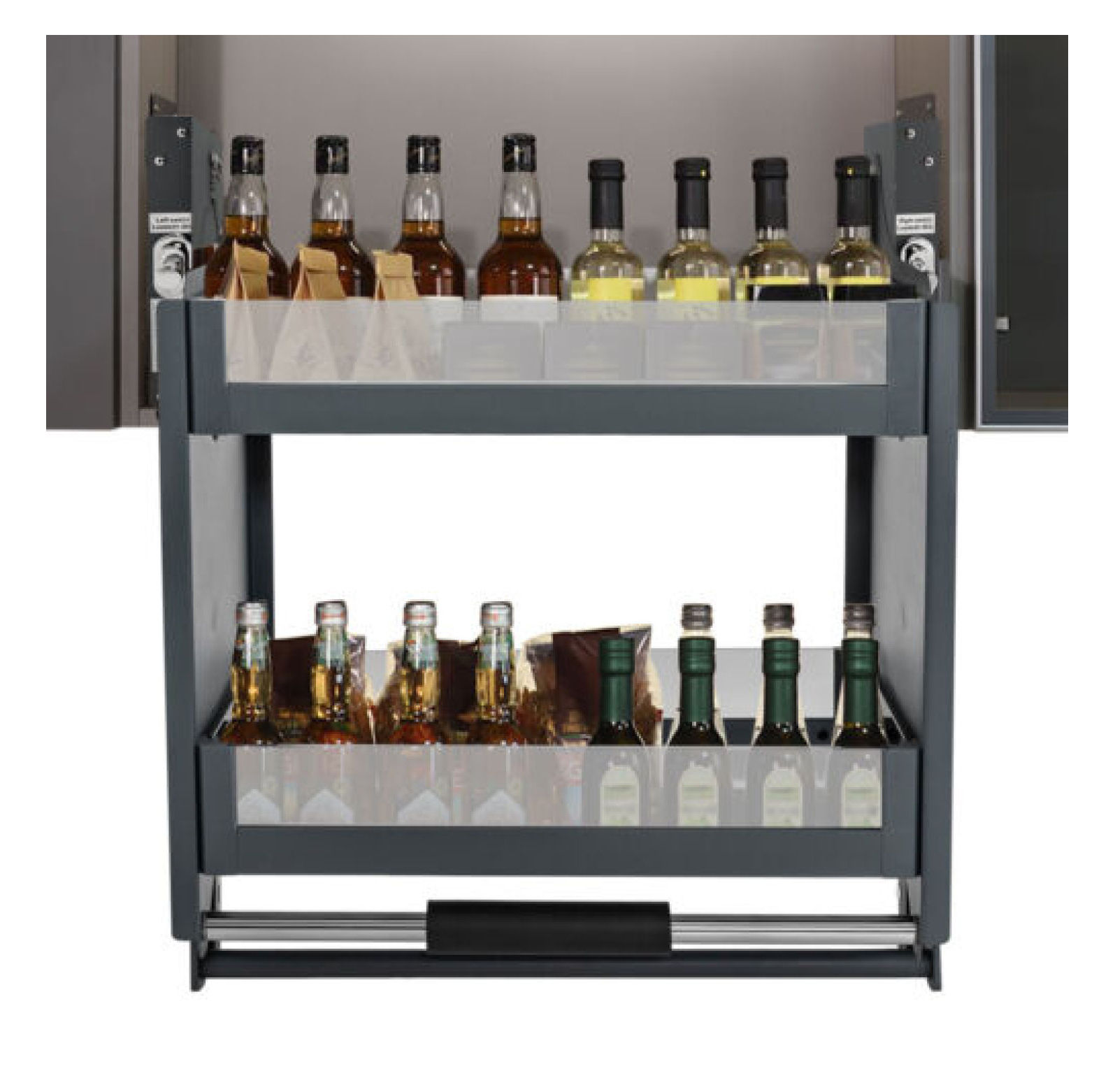 Yunwen 2-Tier Pull-Out Shelf Cabinet Sliding Shelf Down Shelf Kitchen ...