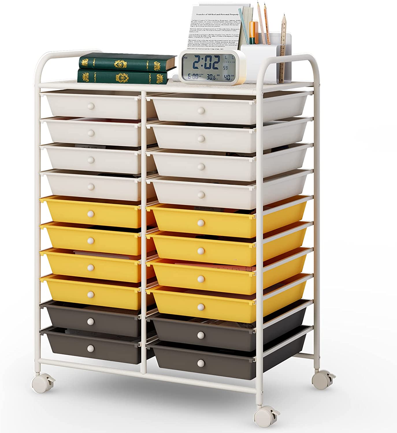 Yunwen 20-Drawer Rolling Storage Cart, Utility Storage Organizer Cart ...
