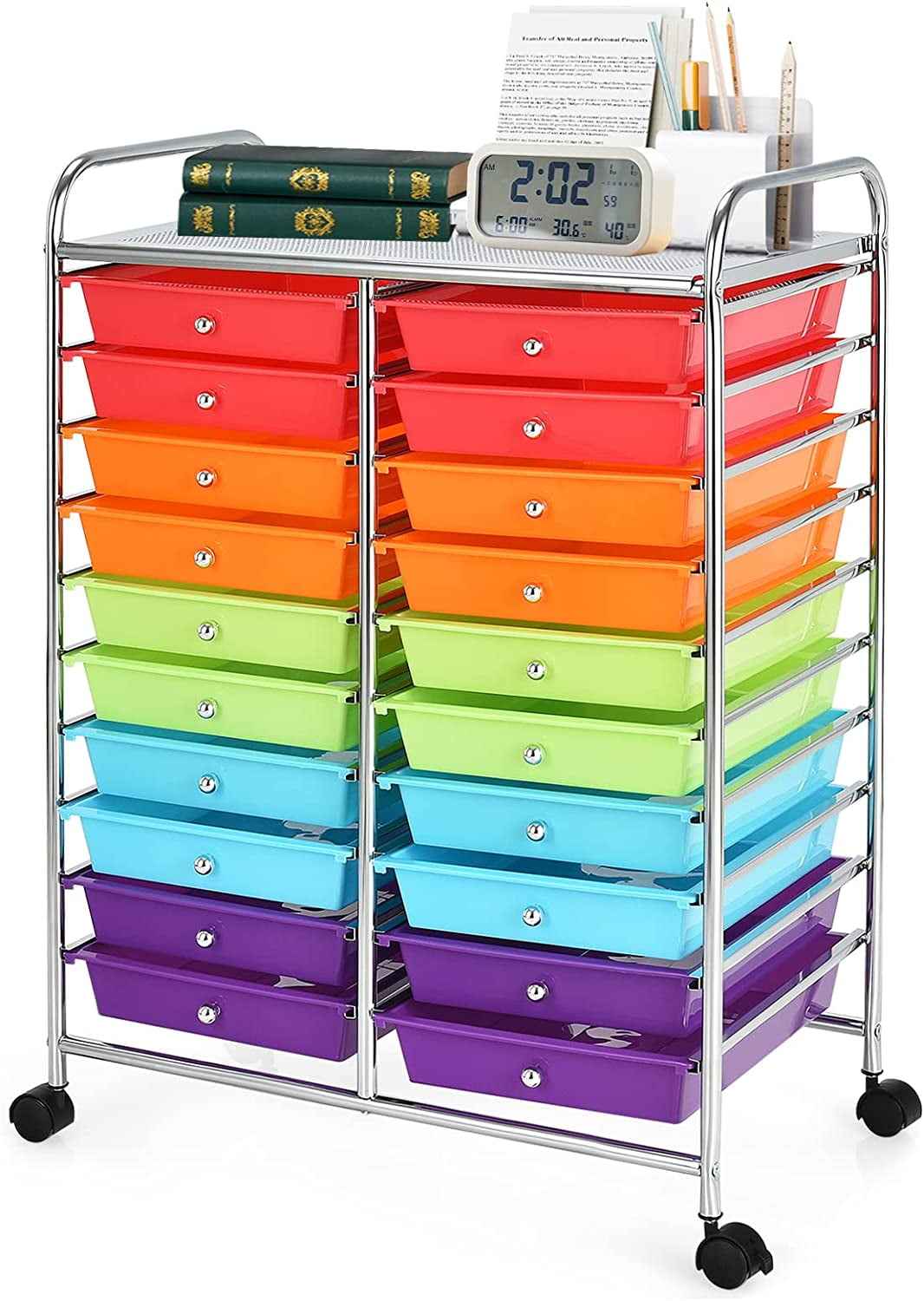 Yunwen 20-Drawer Rolling Storage Cart, Utility Storage Organizer Cart ...