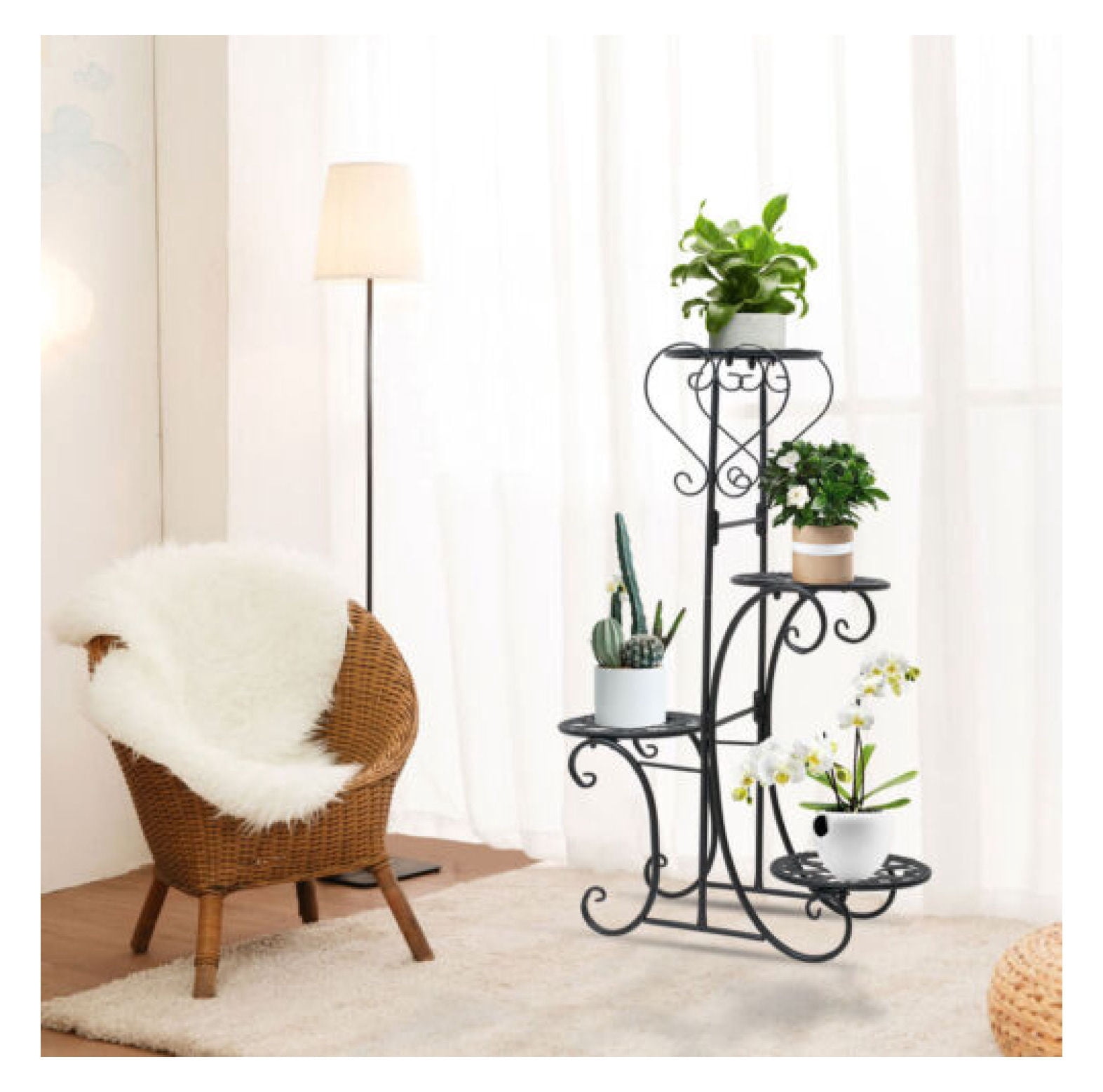 Yunwen 4 Tier Metal Flower Pot Plant Stand Display Shelf Multilayer ...