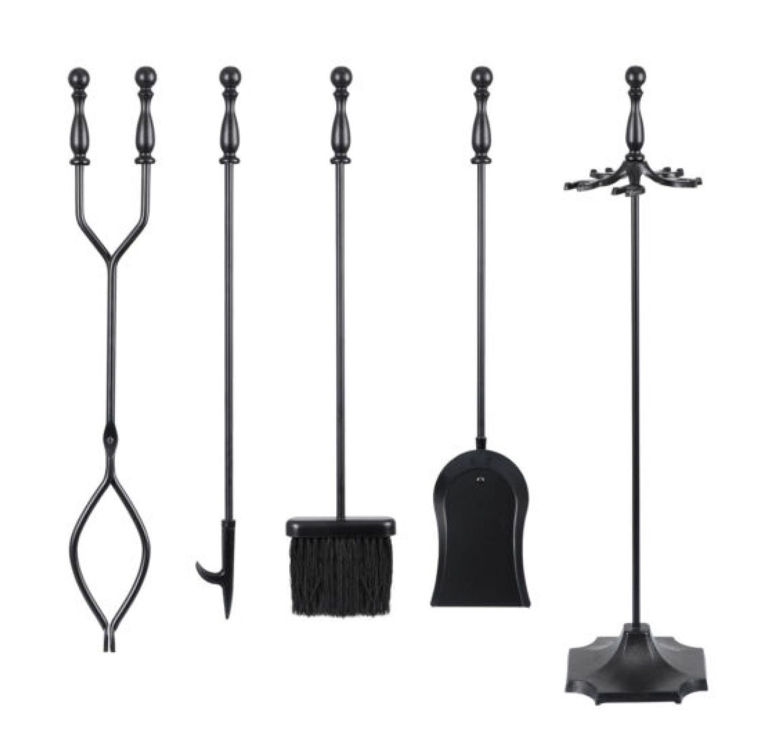 Yunwen 5 Pieces Fireplace Tools Sets Wrought Iron Firewood Kit w ...